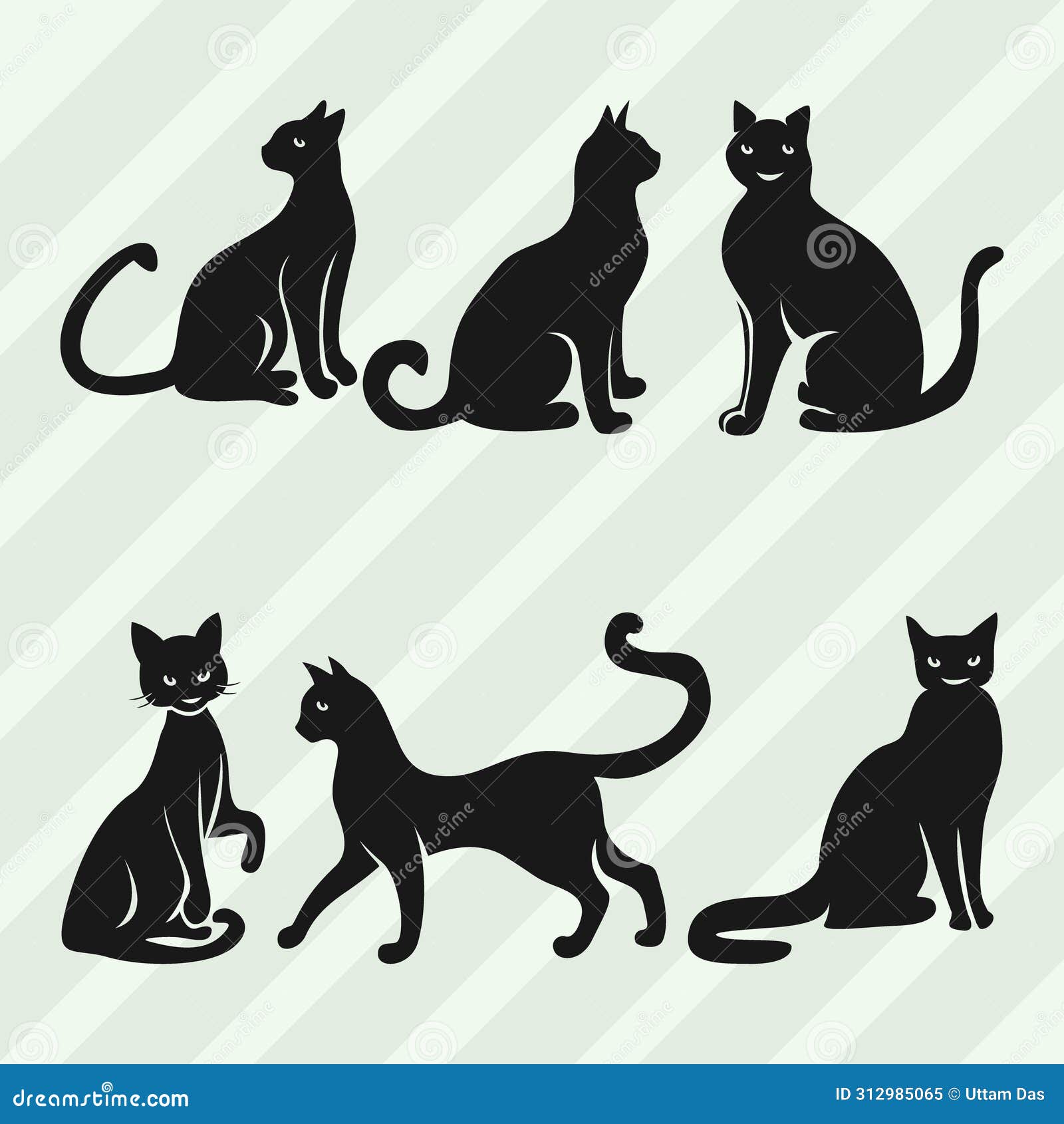 Cat Silhouette Vector Collection, Cat Symbol Set Stock Vector ...