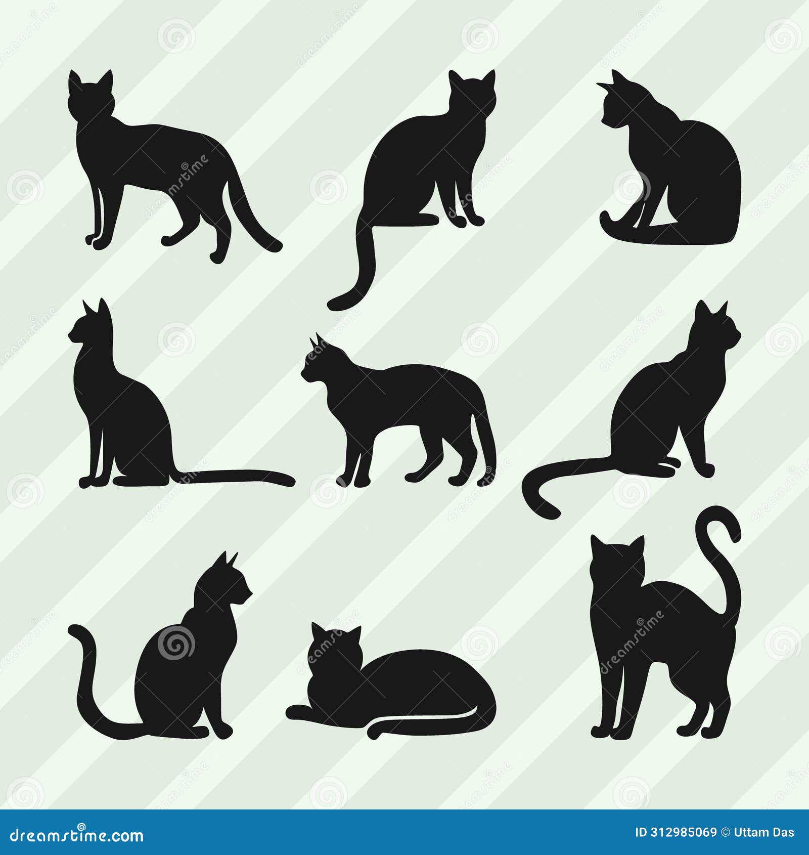 Cat Silhouette Vector Collection, Cat Symbol Set Stock Vector ...
