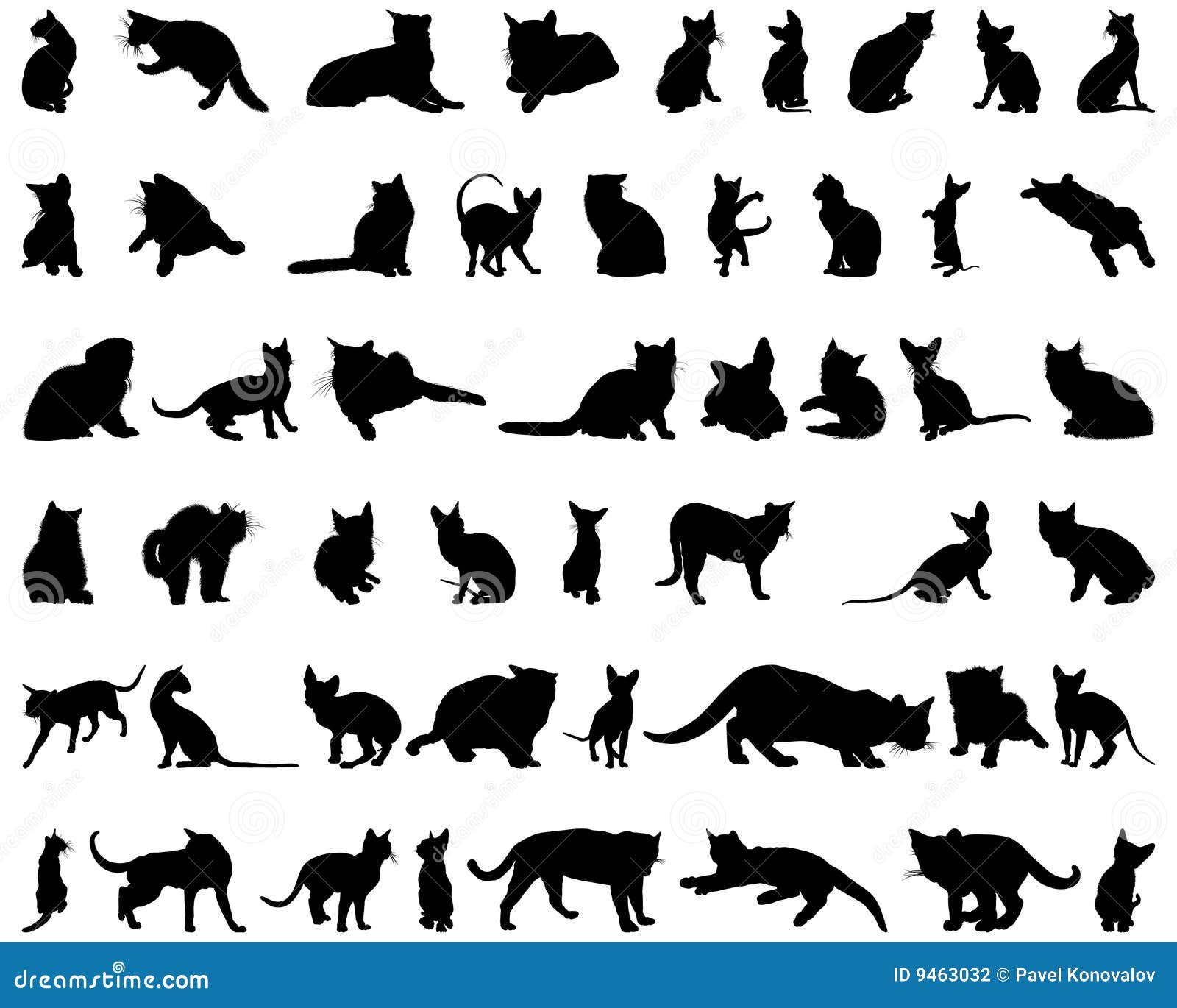 Cat Silhouettes Set Vector Illustration | CartoonDealer.com #9463032