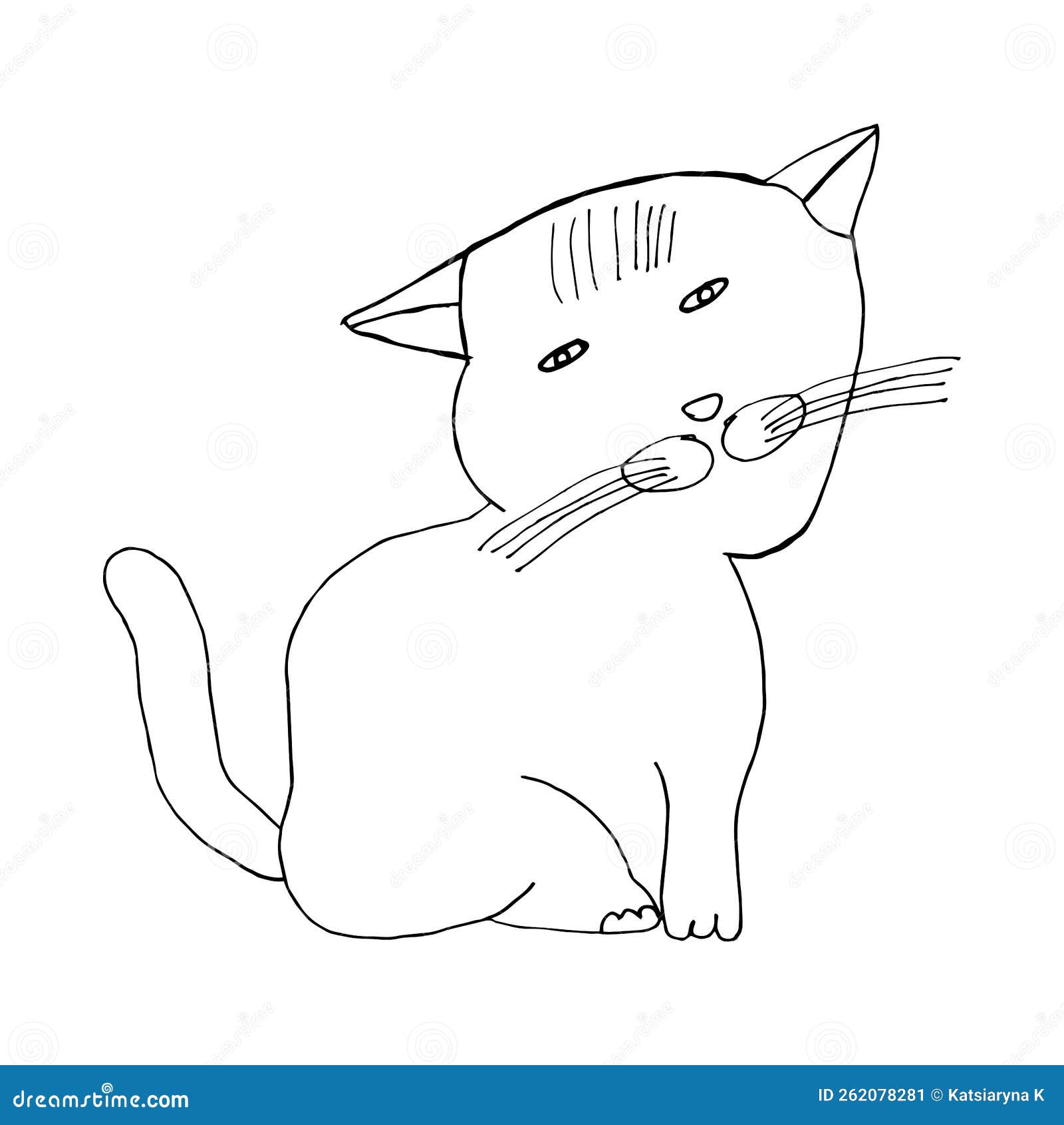 Cat is Siting Long Mustache Drooping Ear Cartoon Stock Vector ...