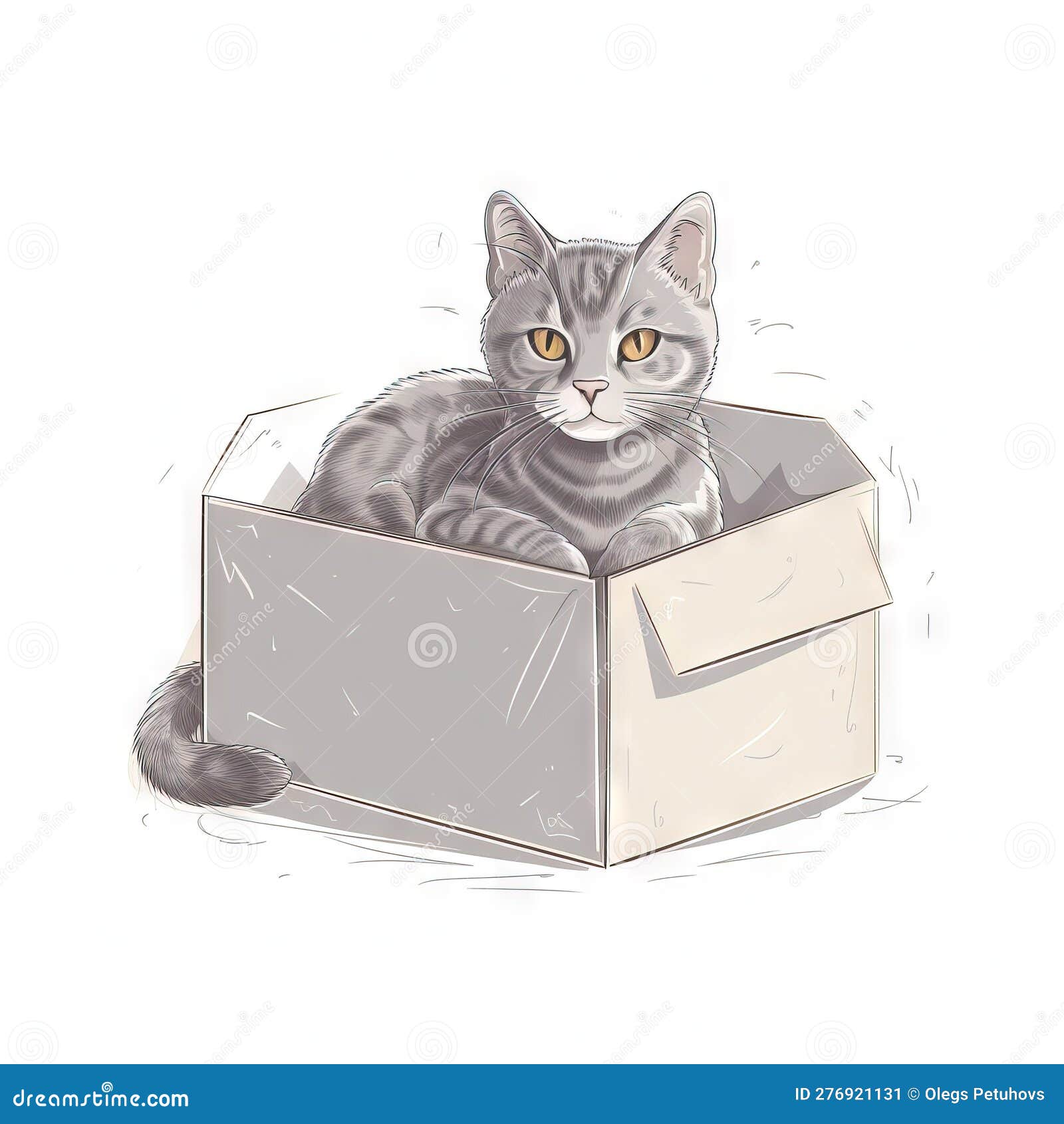 A Cat is Sitting in a Box with Its Head Inside of the Box and Looking ...