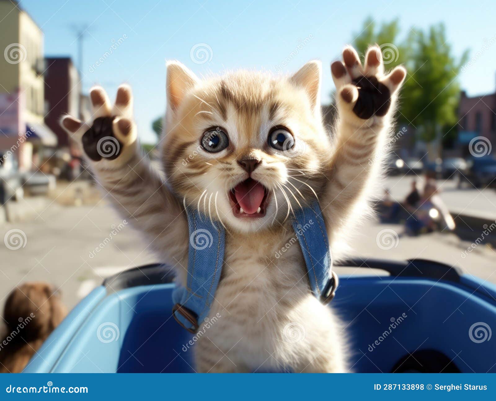 A Cat is Sitting in a Car with Its Paws Up. Generative AI Image. Stock ...