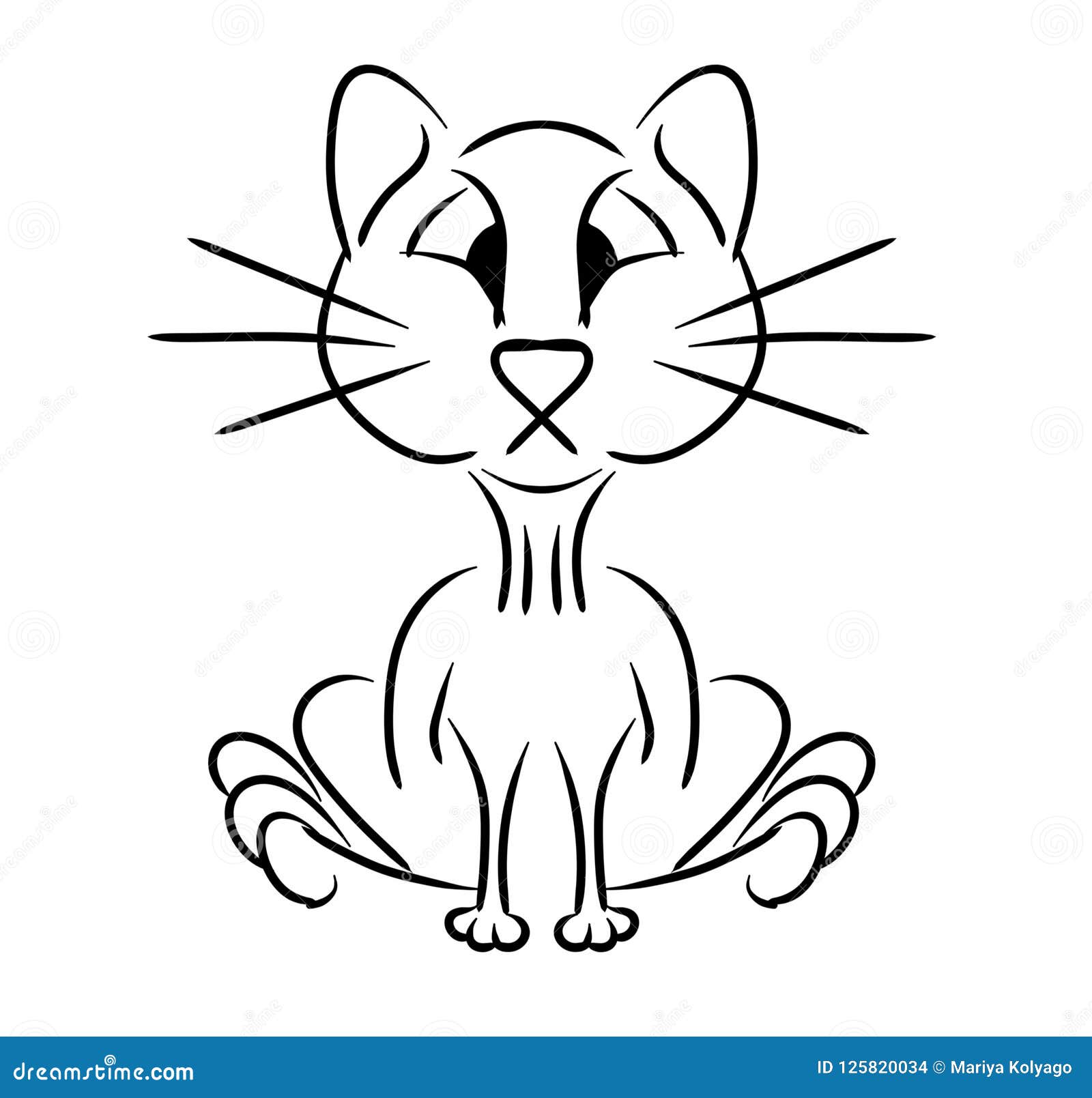 Cat Sitting Simple Drawing of Lines of a 2D Illustration. Stock ...