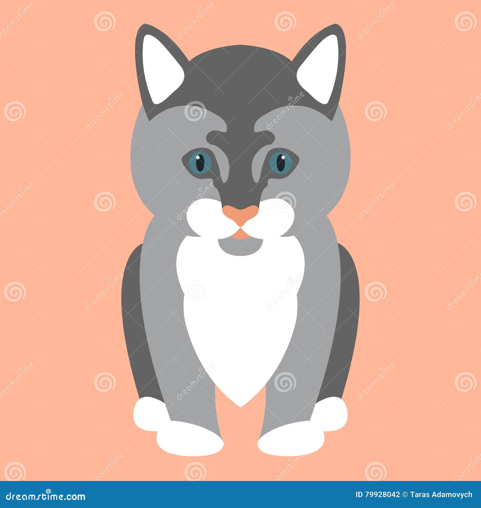 Cat Sitting Style Vector Illustration Flat Stock Vector - Illustration ...