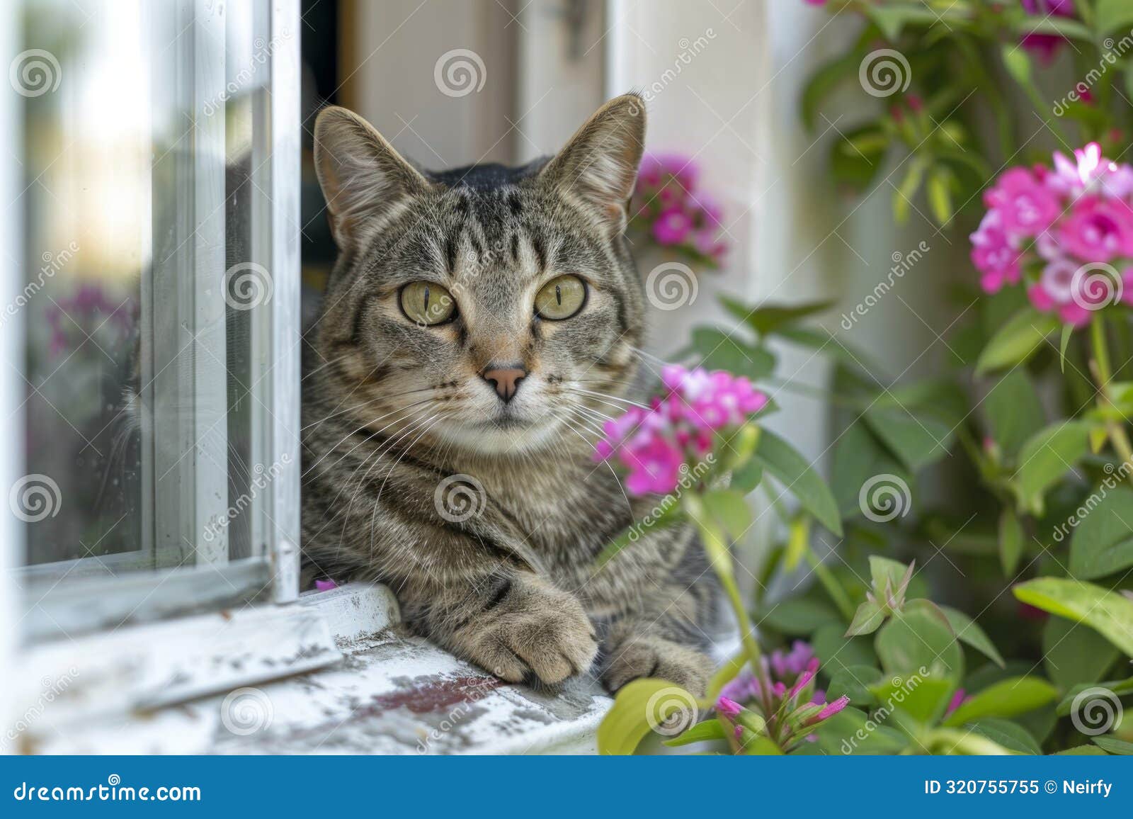 Cat sitting on window sill stock image. Image of relaxation - 320755755