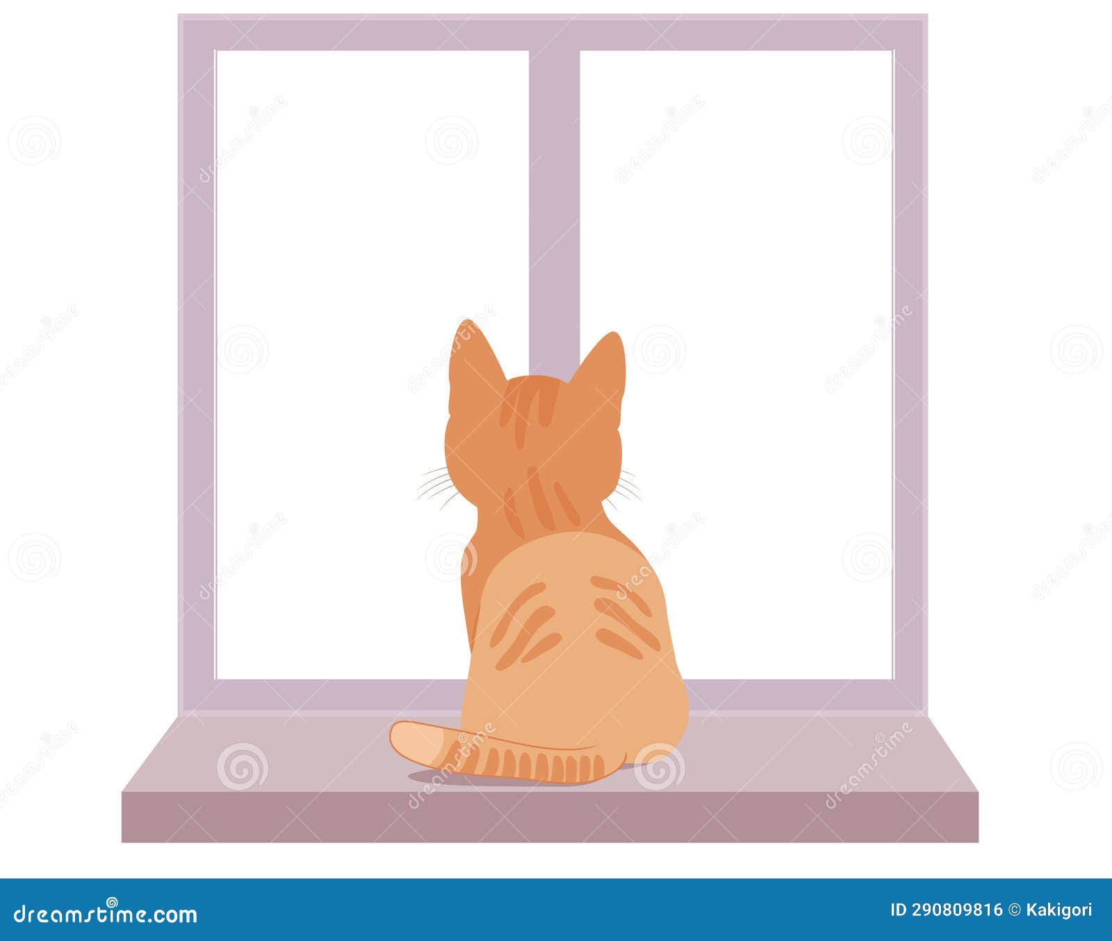 Cat Sitting on Windows Back View Stock Vector - Illustration of tail ...