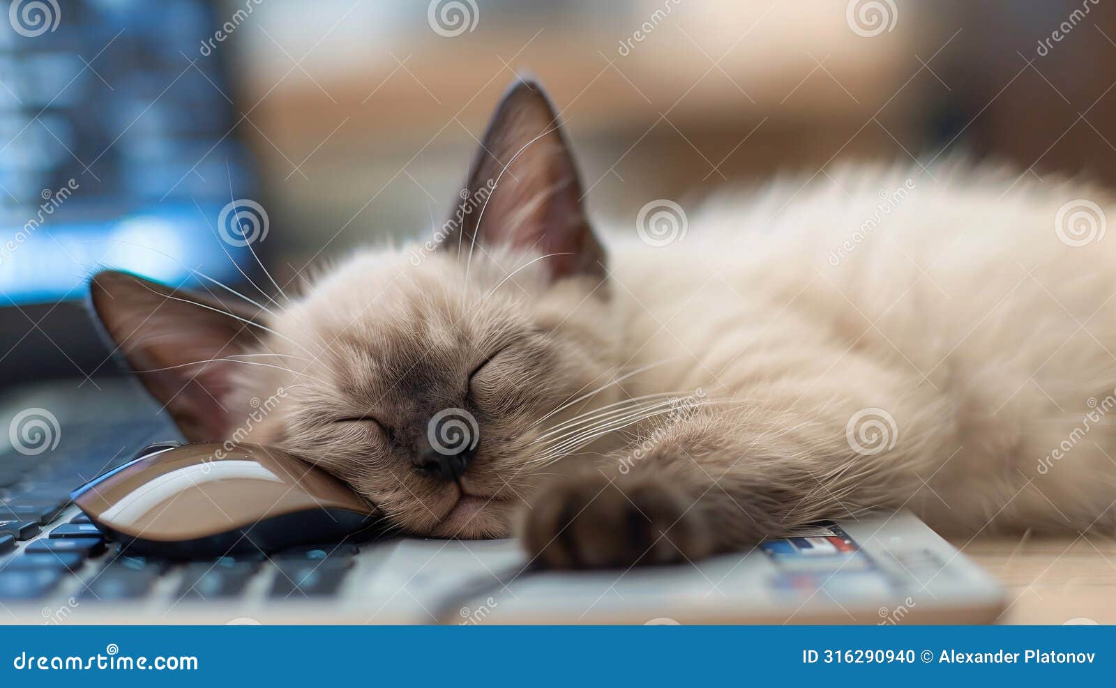 A Cat is Sleeping on a Keyboard Stock Illustration - Illustration of ...