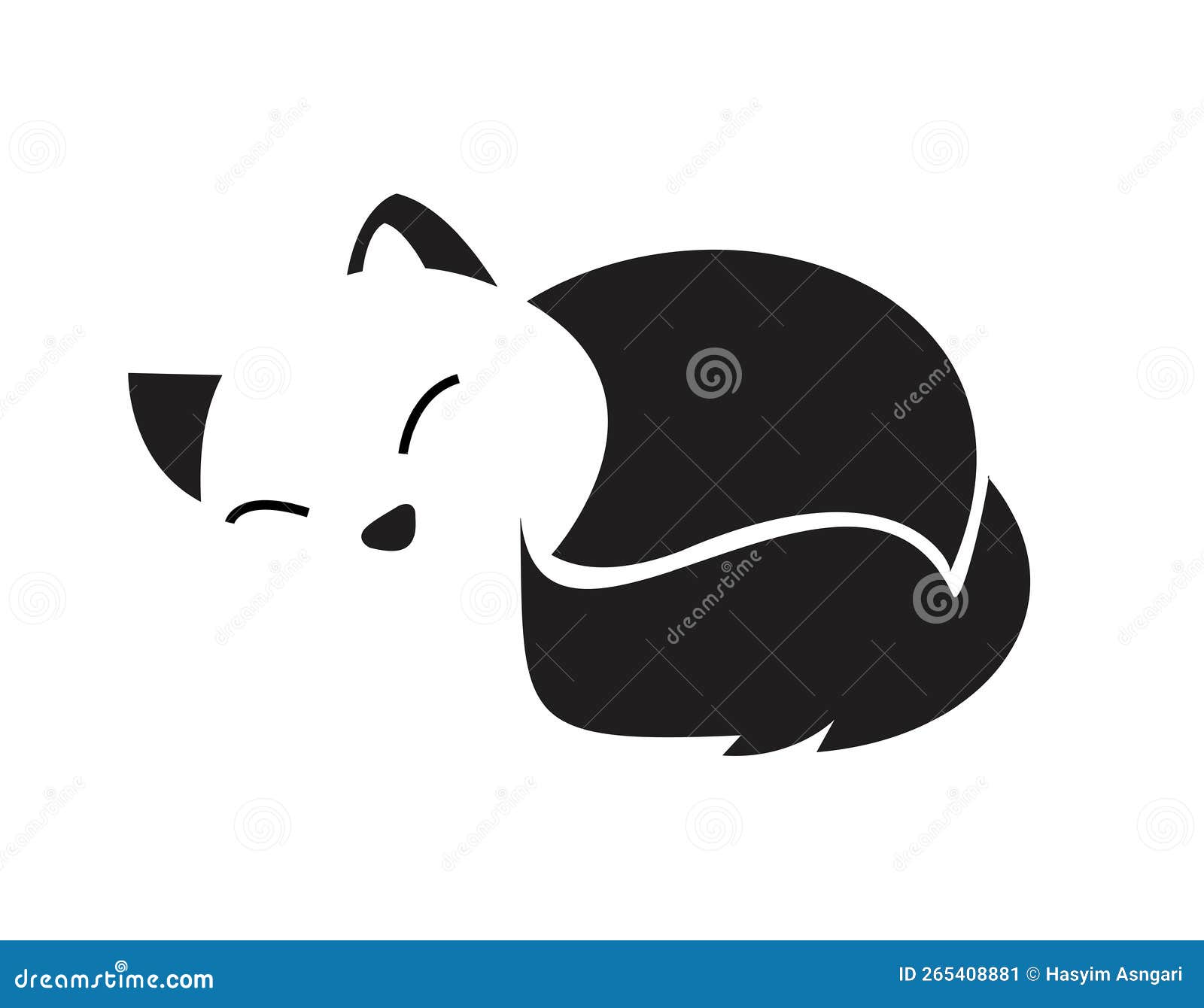 Cat Sleeping Negative Space Stock Vector - Illustration of animal ...