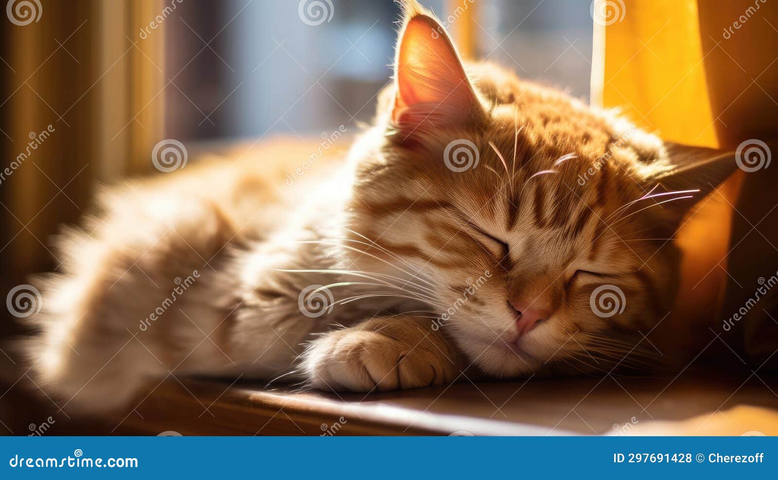 The Cat Sleeps Under the Sun S Rays Stock Photo - Image of kitty ...