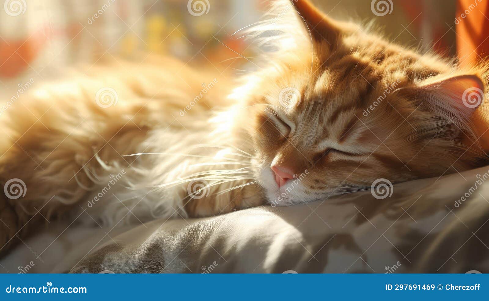 The Cat Sleeps Under the Sun S Rays Stock Image - Image of mammal ...