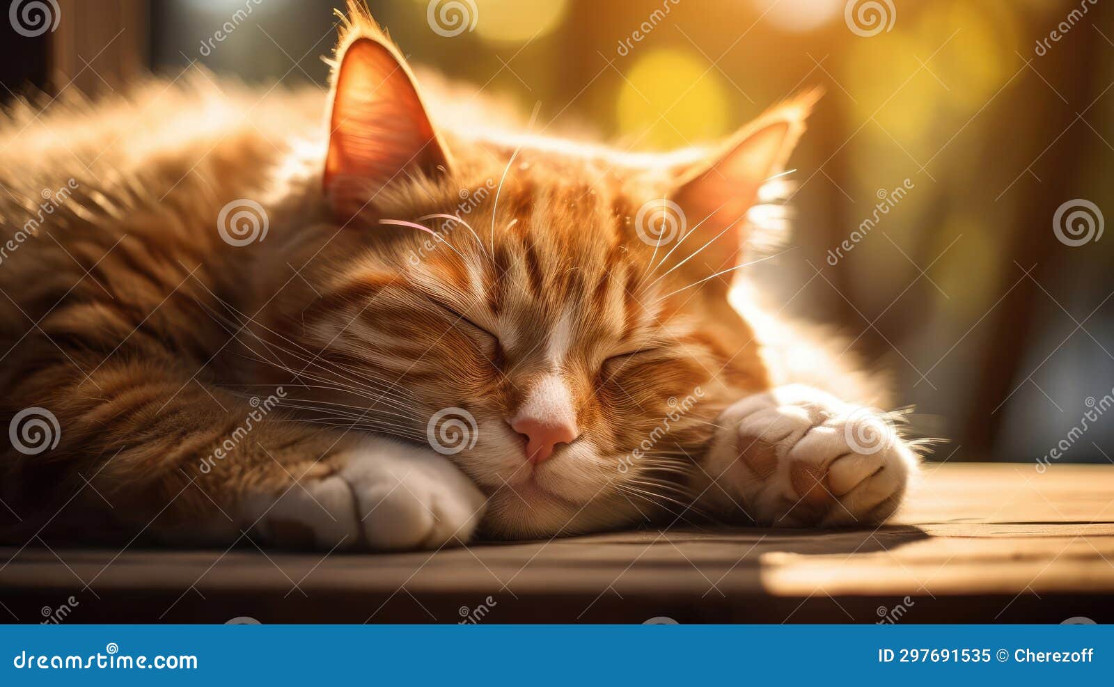 The Cat Sleeps Under the Sun S Rays Stock Image - Image of animal ...