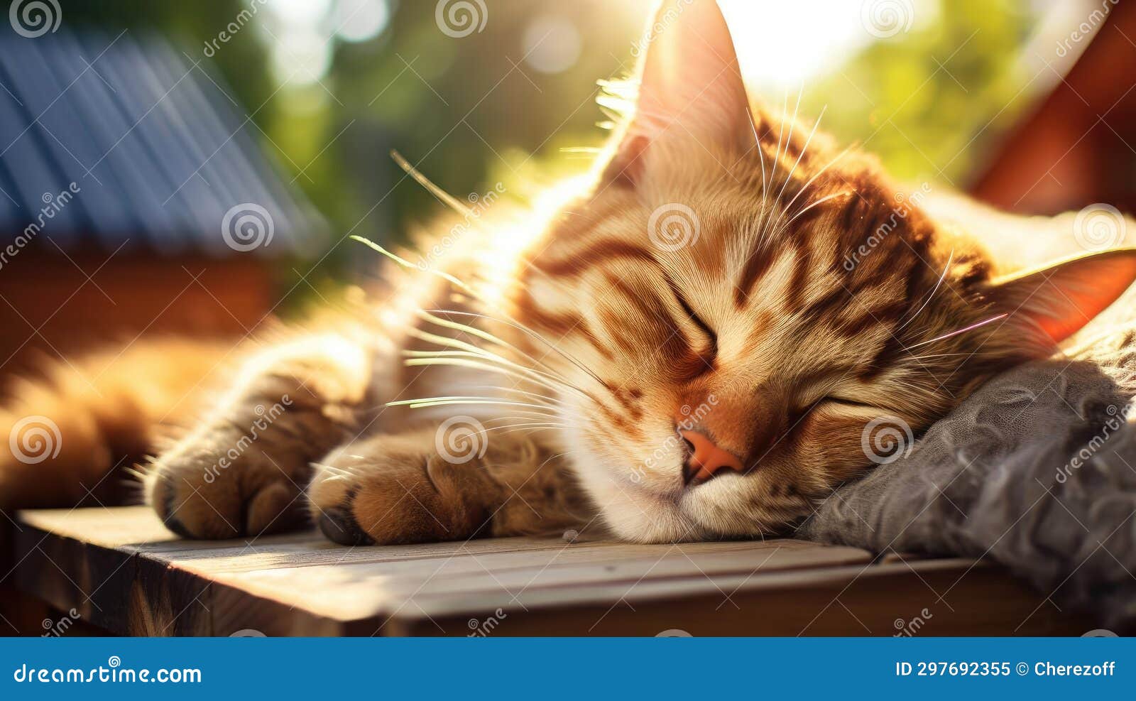 The Cat Sleeps Under the Sun S Rays Stock Illustration - Illustration ...