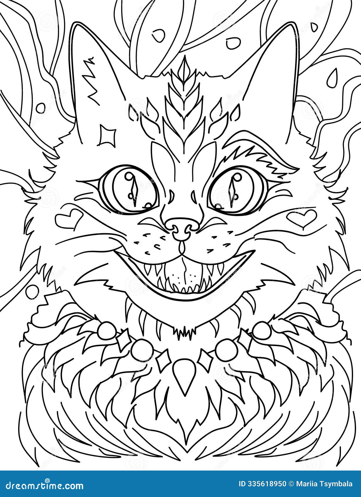 Cat Smiling Coloring Page Vector Hand-drawing Stock Vector ...