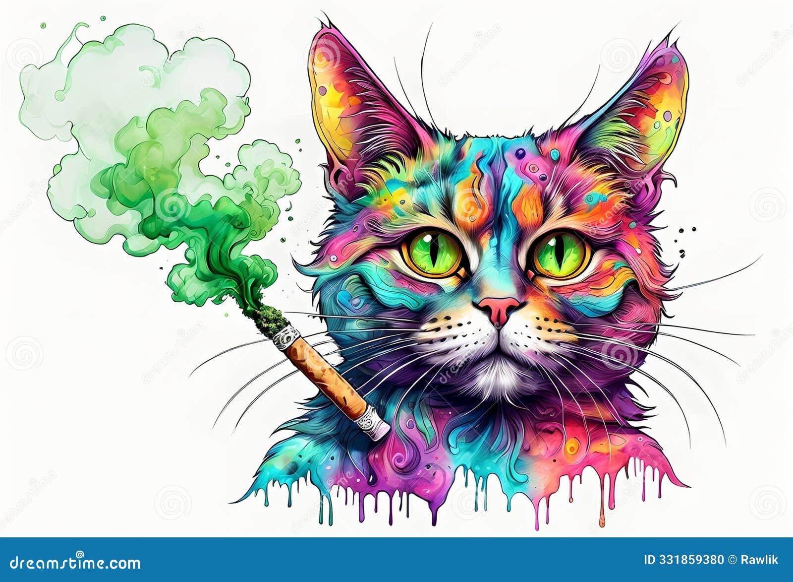 Cat Smoking Marijuana . Image for Logo Stock Photo - Image of tshirt ...