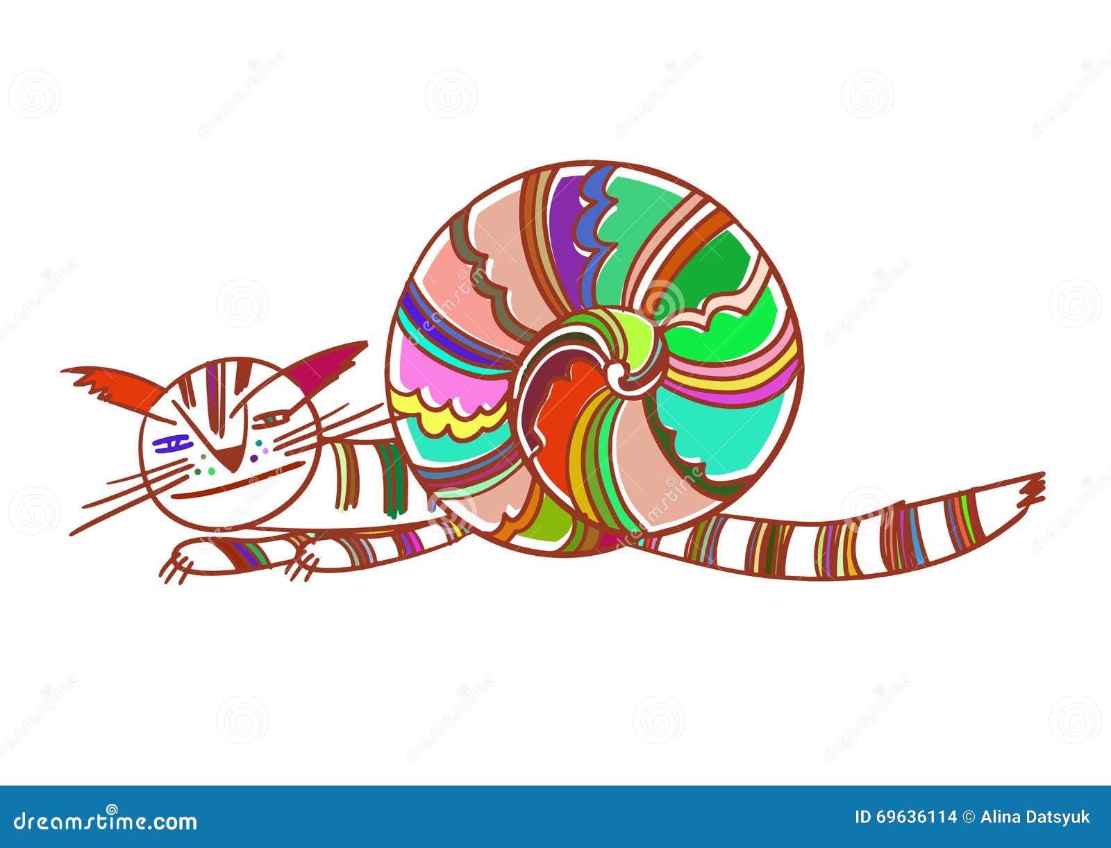 Cat-snail. Lovely Illustration Stock Vector - Illustration of magic ...