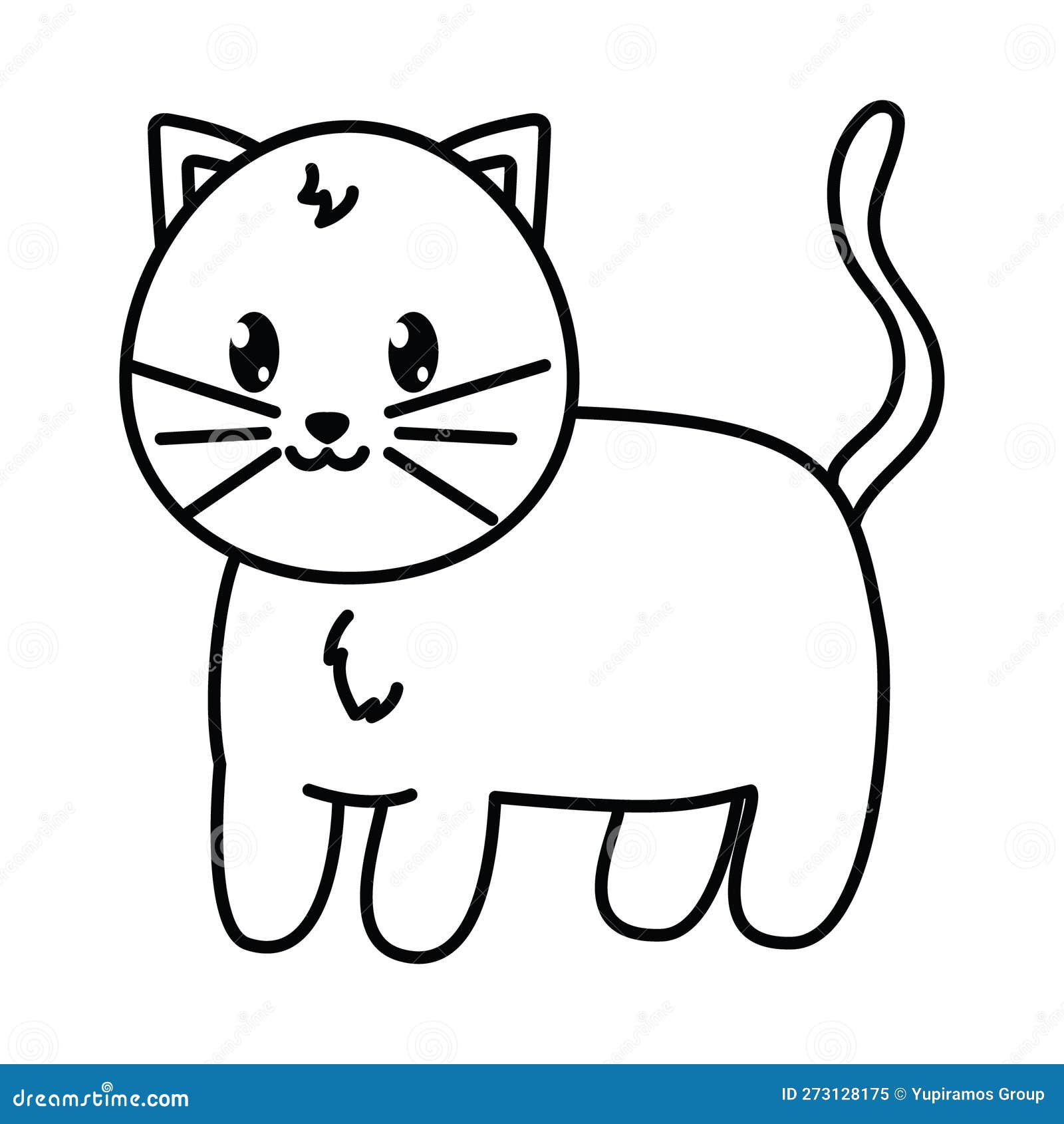 Cat Standing Animal Coloring Stock Vector - Illustration of kids ...