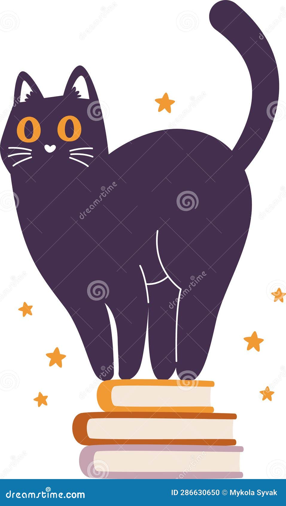 Cat Standing on Books stock vector. Illustration of cartoon - 286630650