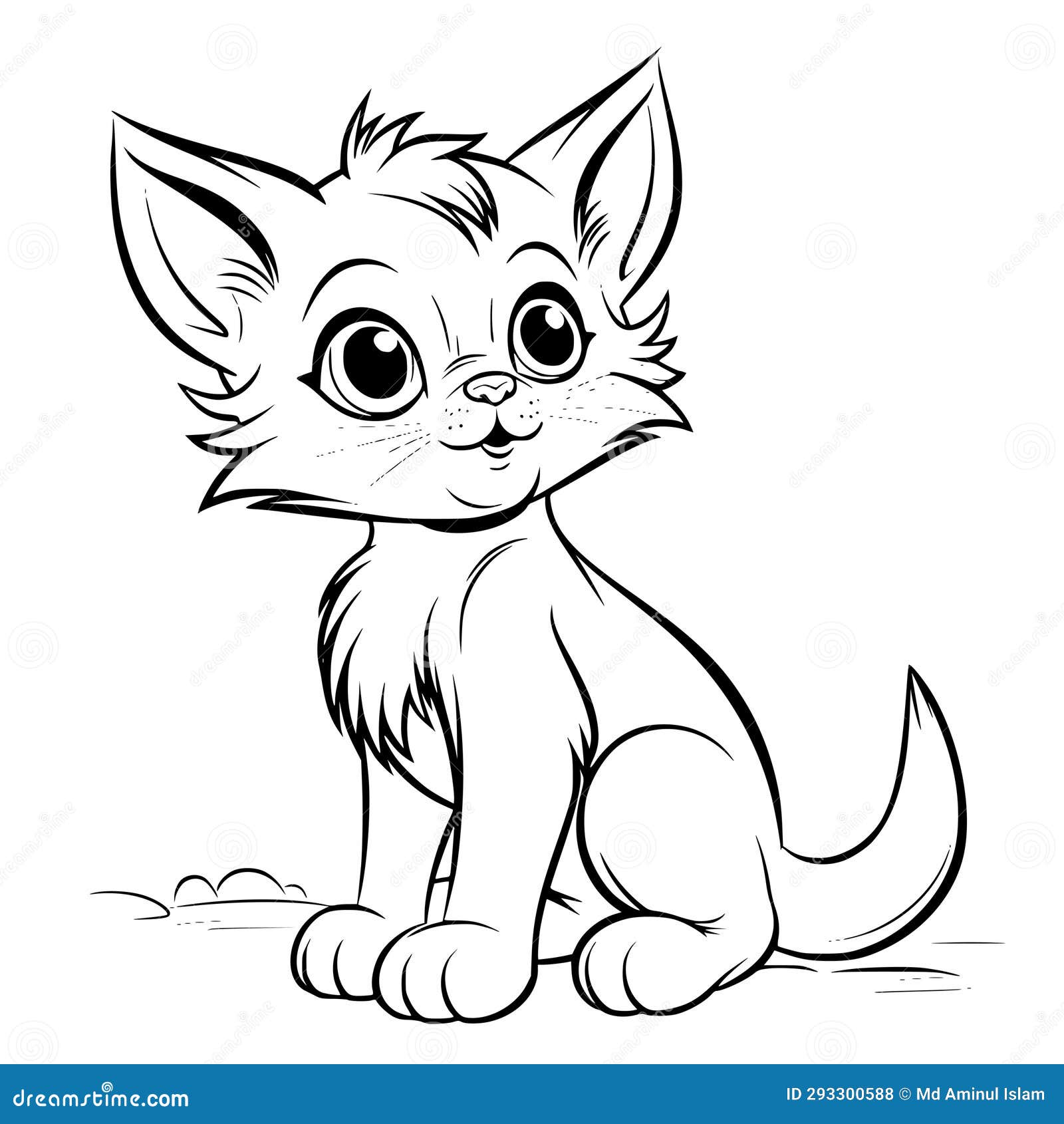 Cat Standing Coloring Page Drawing For Kids Vector Illustration ...