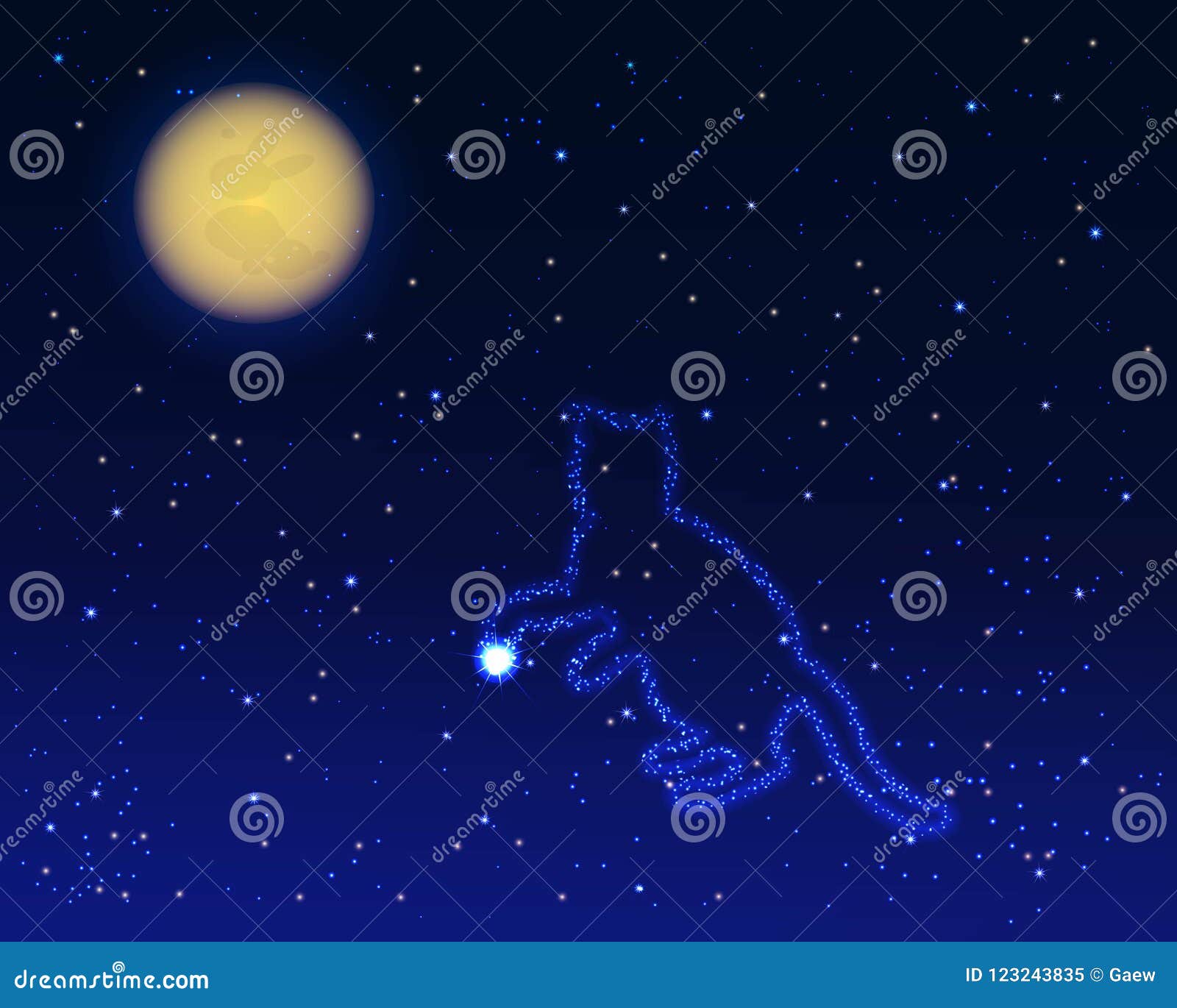 Cat star on sky and moon stock vector. Illustration of astronomy ...