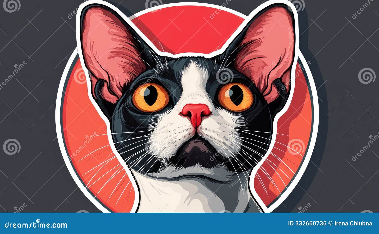 Cat Staring Intensely with Its Piercing Yellow Eyes Stock Illustration ...