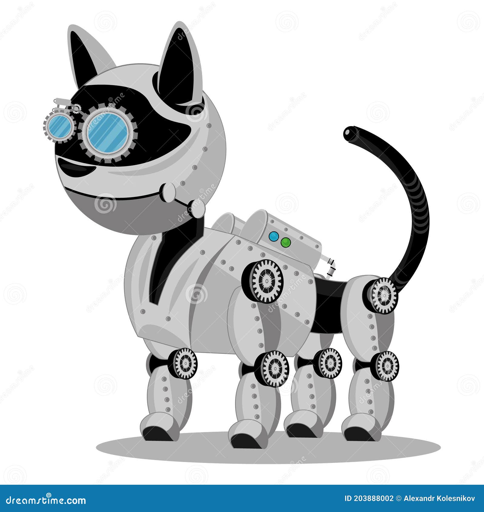 Cat Steampunk Robot. Unusual Animal Pattern Mechanism Vector ...