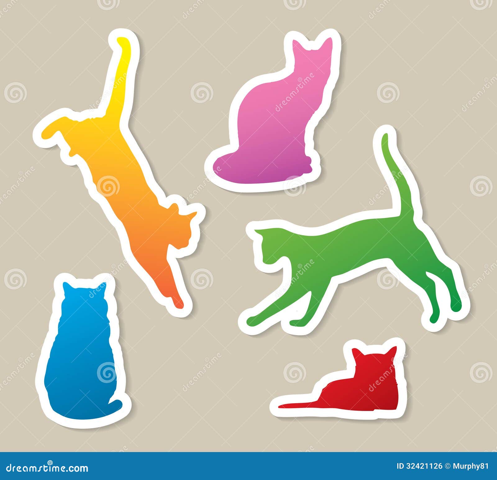 Cat stickers stock vector. Illustration of design, green - 32421126