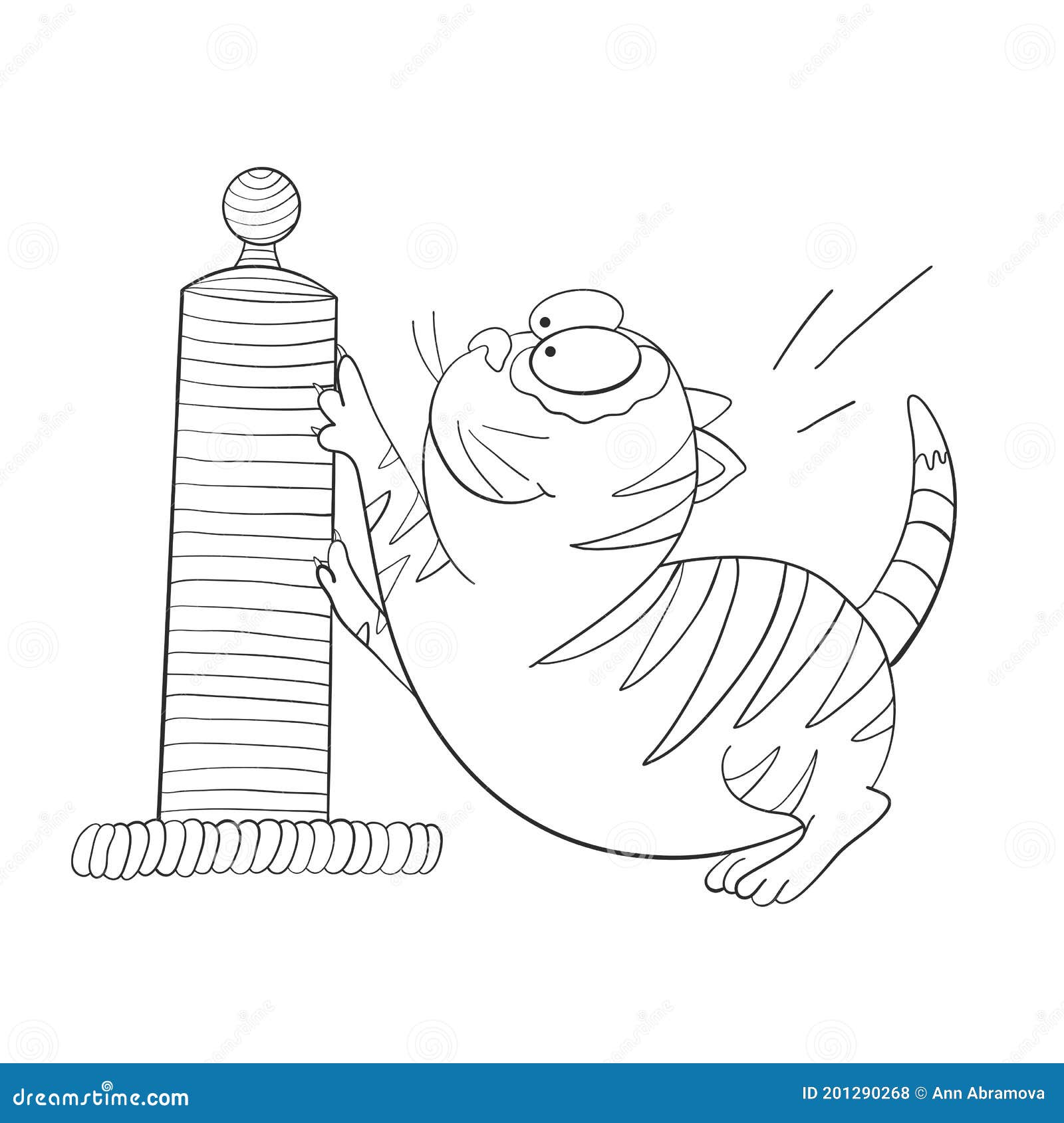 The Cat Stretches and Sharpens Its Claws. Scratching Post. Sharp Talons ...
