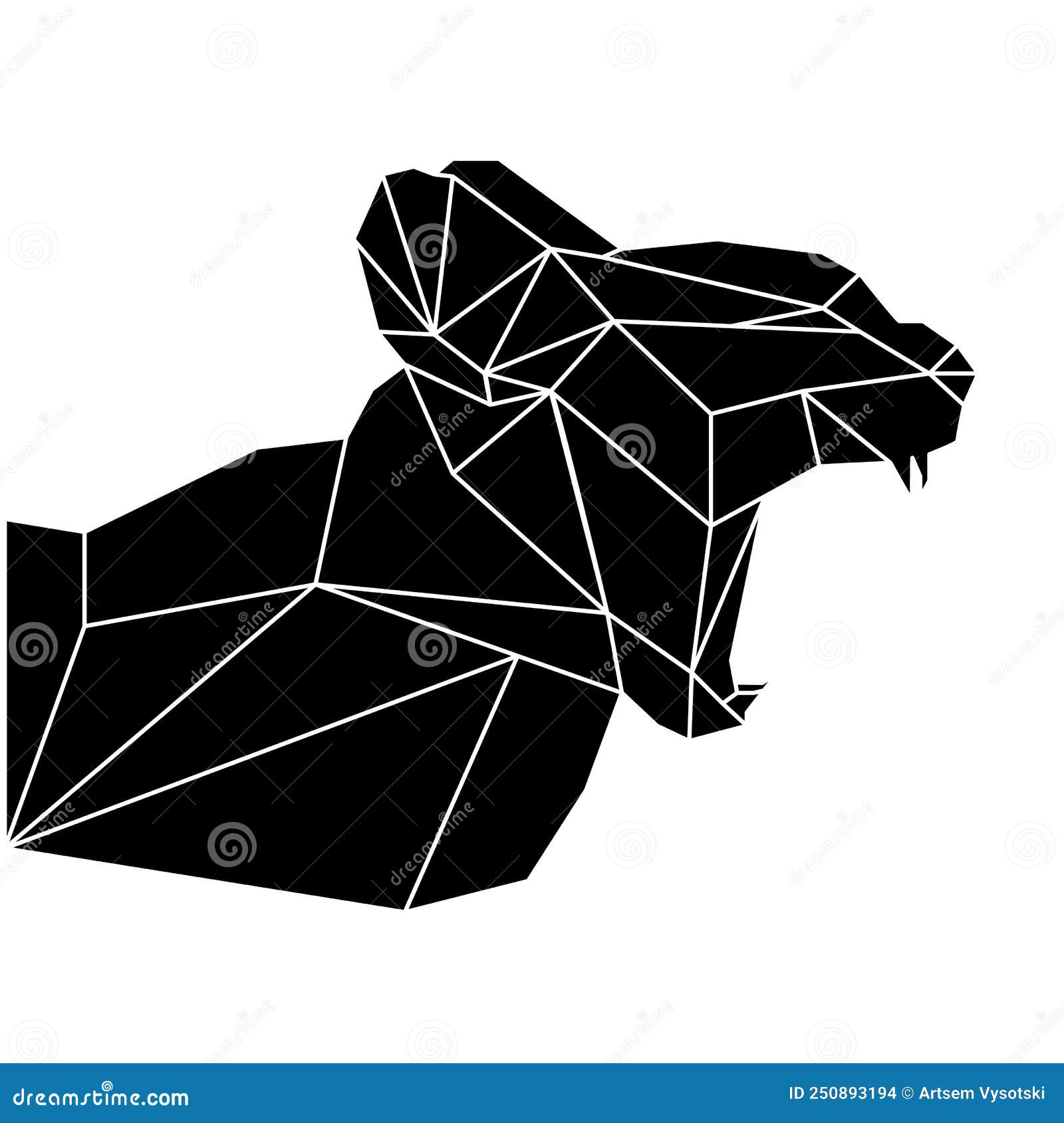 Cat Stylized Triangle Polygonal Model. Contour for Tattoo, Logo, Emblem ...