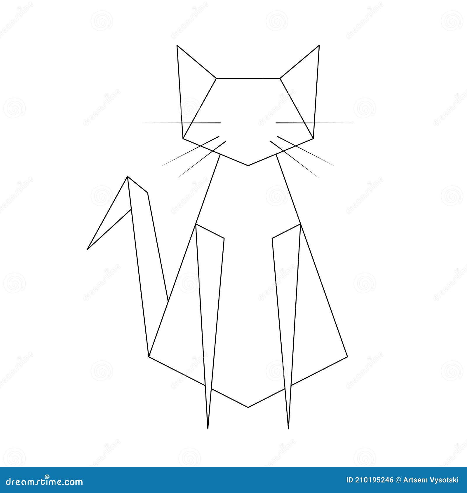 Cat Stylized Triangle Polygonal Model. Contour For Tattoo, Logo, Emblem ...