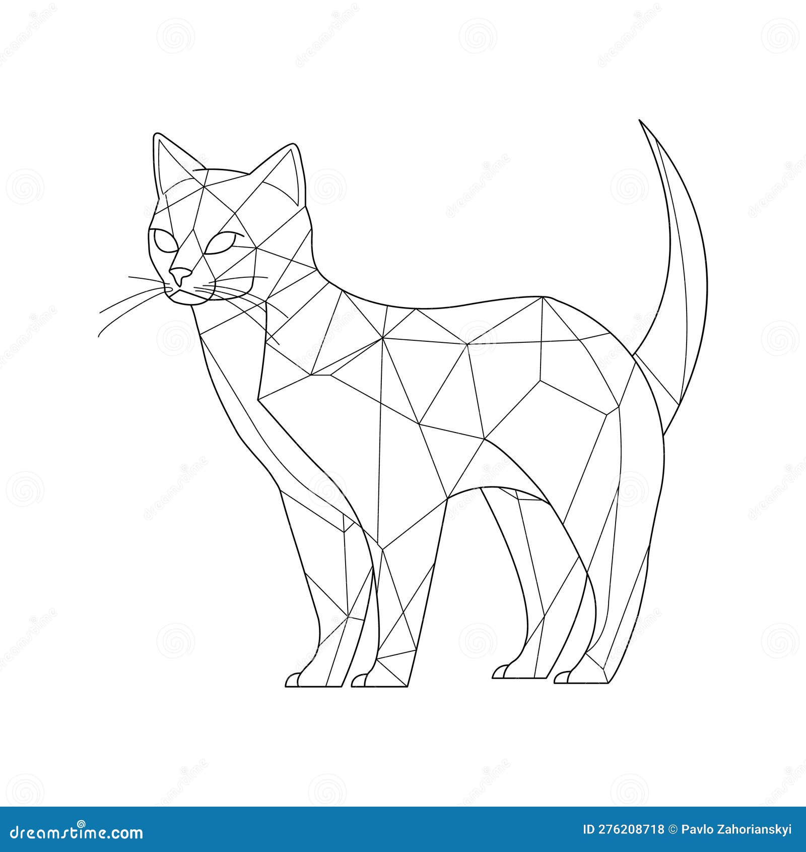Cat Stylized Triangle Polygonal Model. Contour for Tattoo, Logo, Emblem ...
