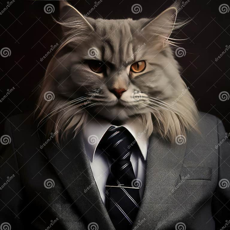Cat in suit and tie stock image. Image of formal, serious - 298612351