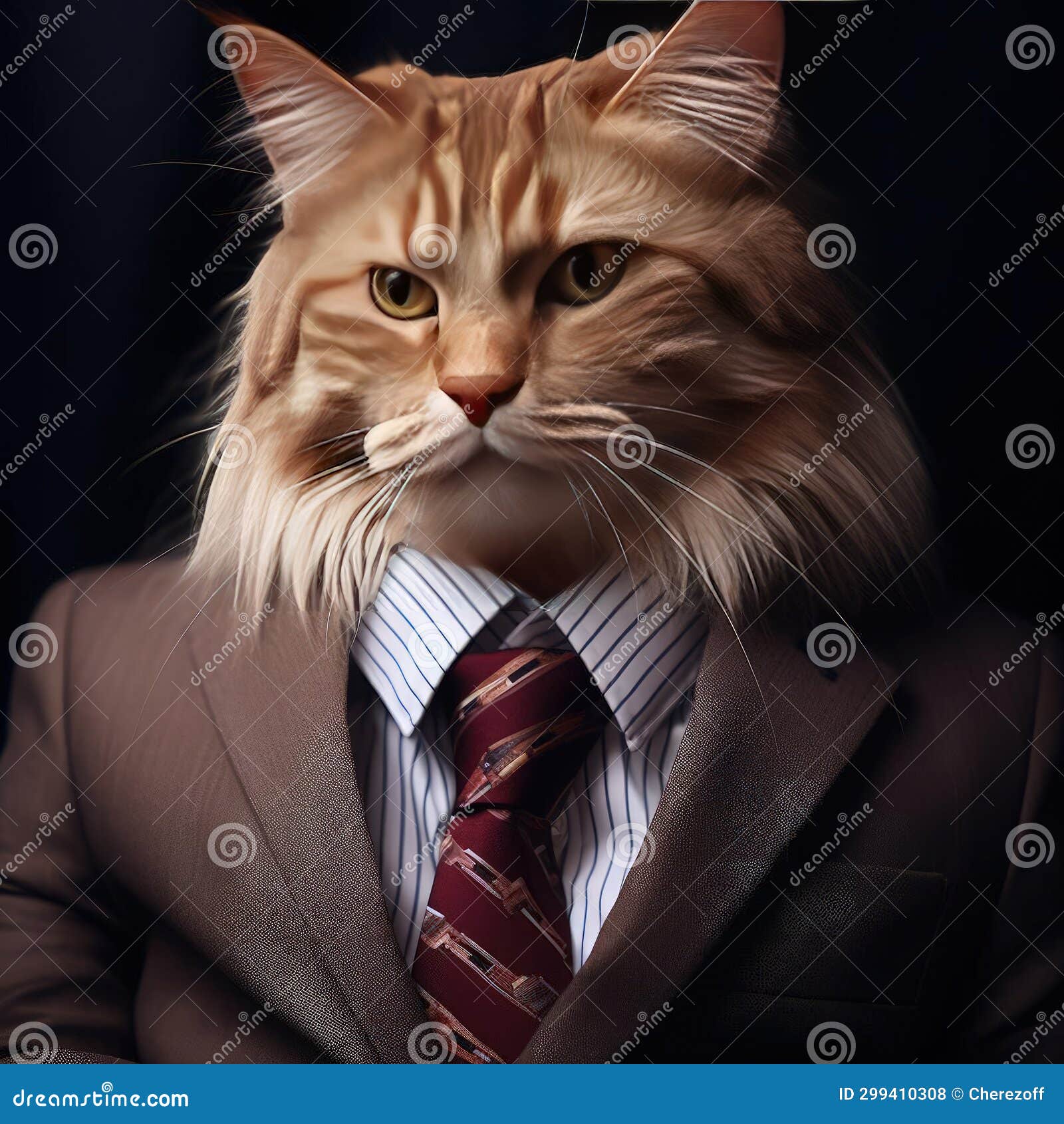 Cat in suit and tie stock photo. Image of domestic, decision - 299410308