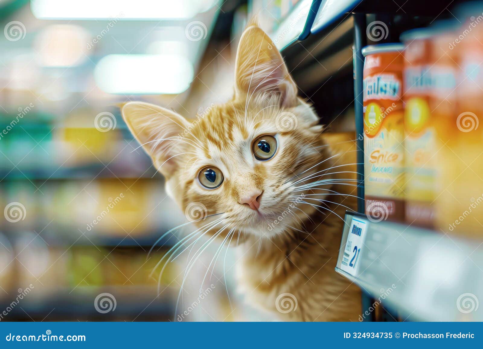 Cat in Supermarket Aisle, AI Generated Stock Image - Image of hidden ...