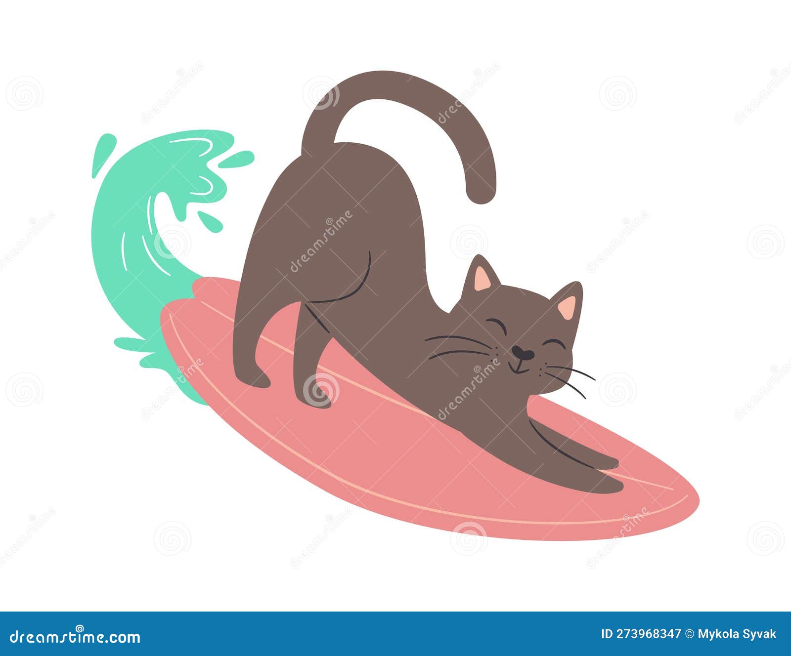 Cat on Surfboard stock vector. Illustration of surf - 273968347