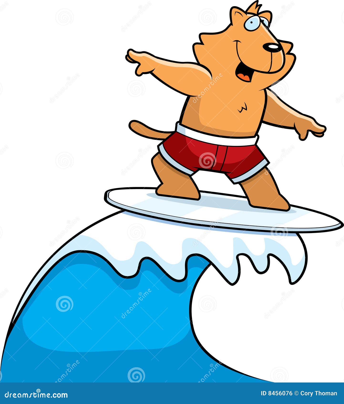 Cat Surfing stock vector. Image of vector, ocean, wave - 8456076