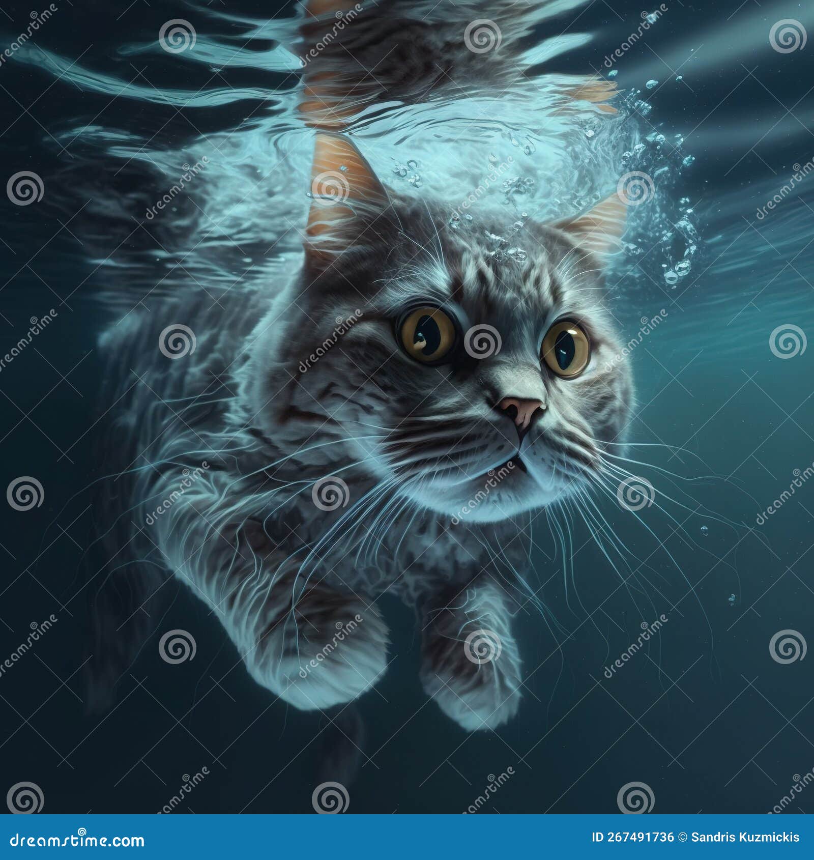 Cat Swim Underwater. Generative AI Stock Illustration - Illustration of ...