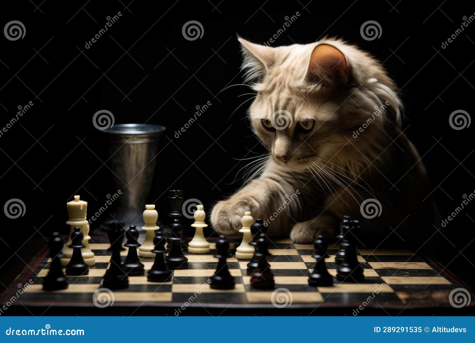 Cat Swiping a Chess Piece Off a Chessboard Stock Image - Image of ...