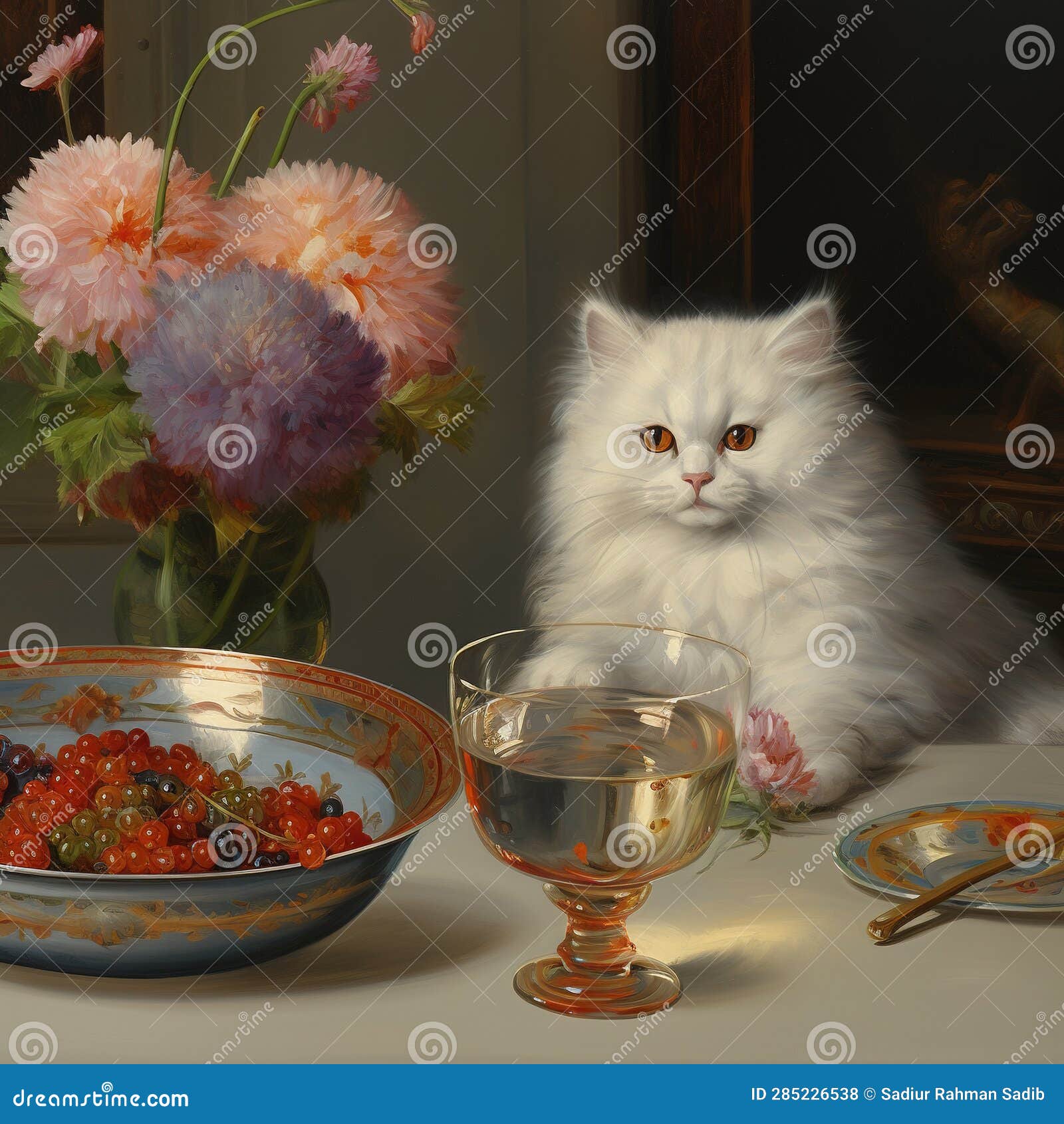 Cat On The Table. Sneaky Persian Kitty At The Table. Royalty-Free Stock ...