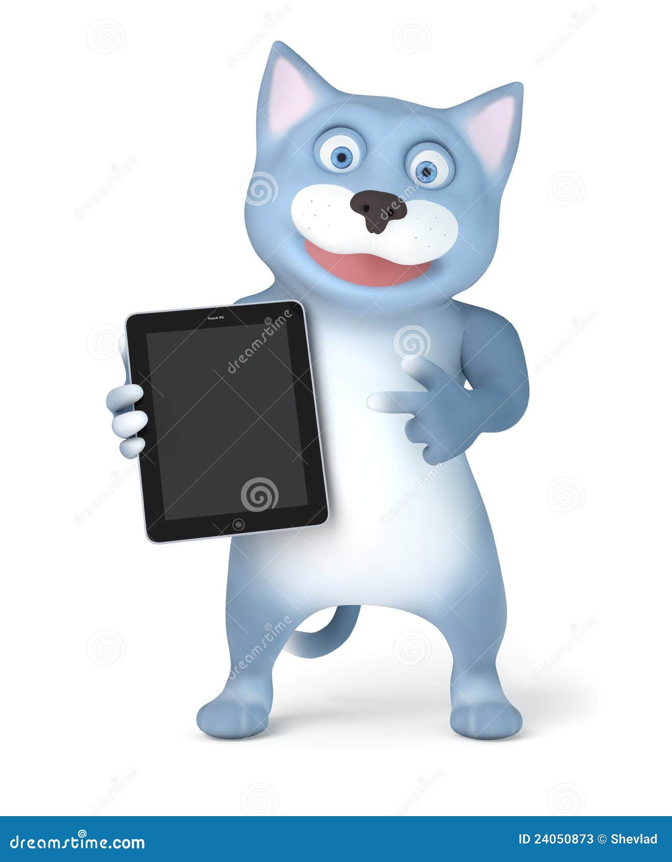 Cat with tablet pc stock illustration. Illustration of business - 24050873