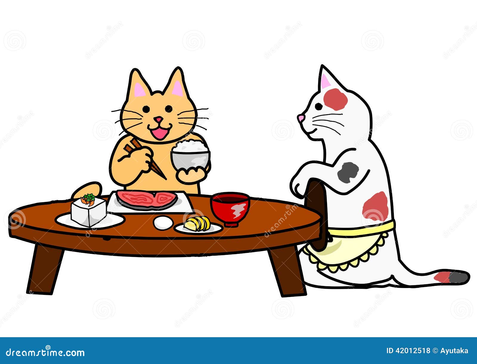 Cat Taking Japanese Breakfast Stock Vector - Illustration of meal, miso ...