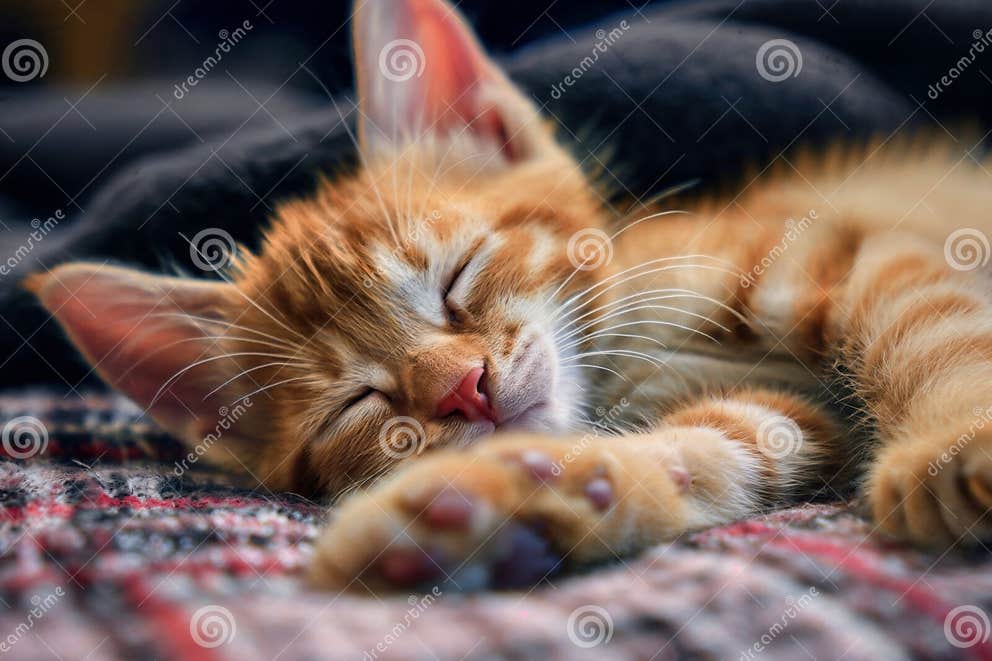 Cat is Taking a Nap. Cute Cat Kitten Sleeping Stock Illustration ...
