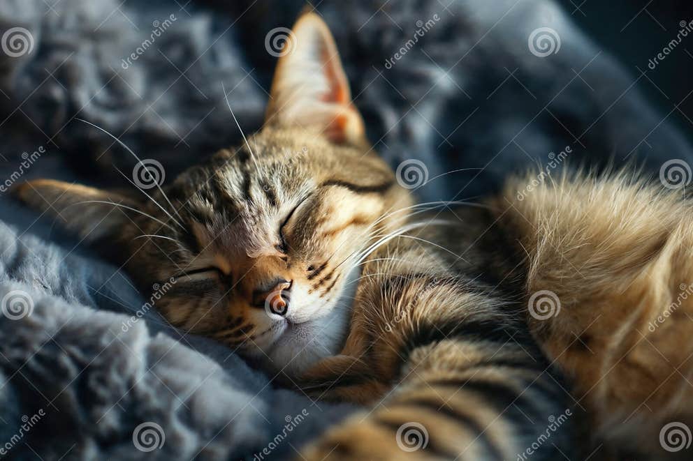 Cat is Taking a Nap. Cute Cat Kitten Sleeping Stock Illustration ...