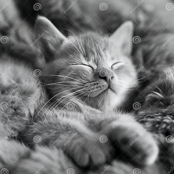 Cat is Taking a Nap. Cute Cat Kitten Sleeping Stock Illustration ...