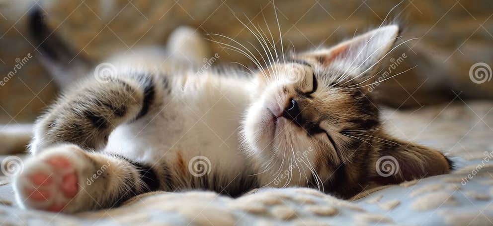 Cat is Taking a Nap. Cute Cat Kitten Sleeping Stock Illustration ...