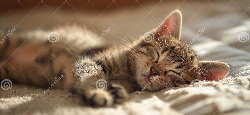 Cat is Taking a Nap. Cute Cat Kitten Sleeping Stock Illustration ...
