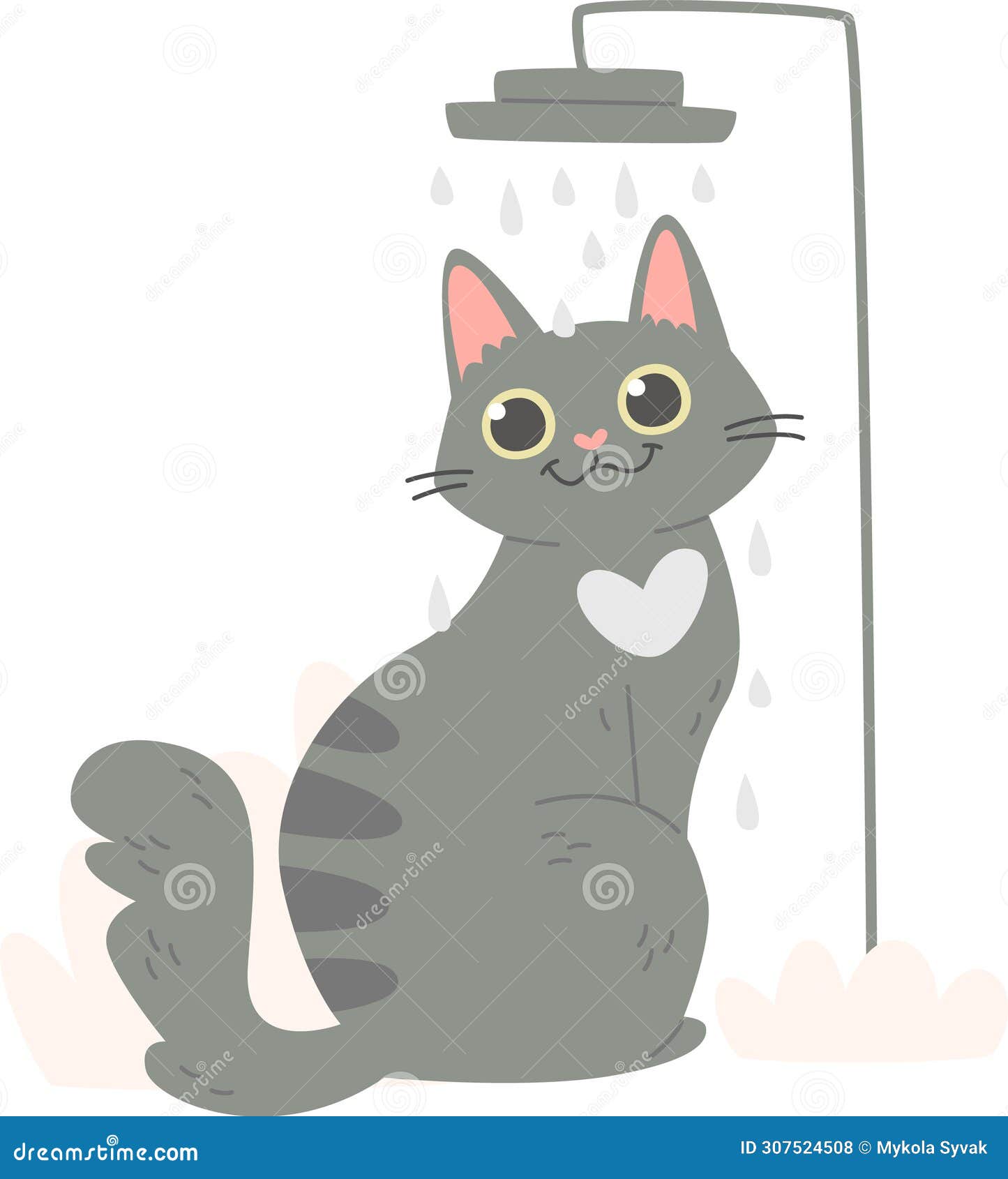 Cat Taking Shower stock illustration. Illustration of domestic - 307524508