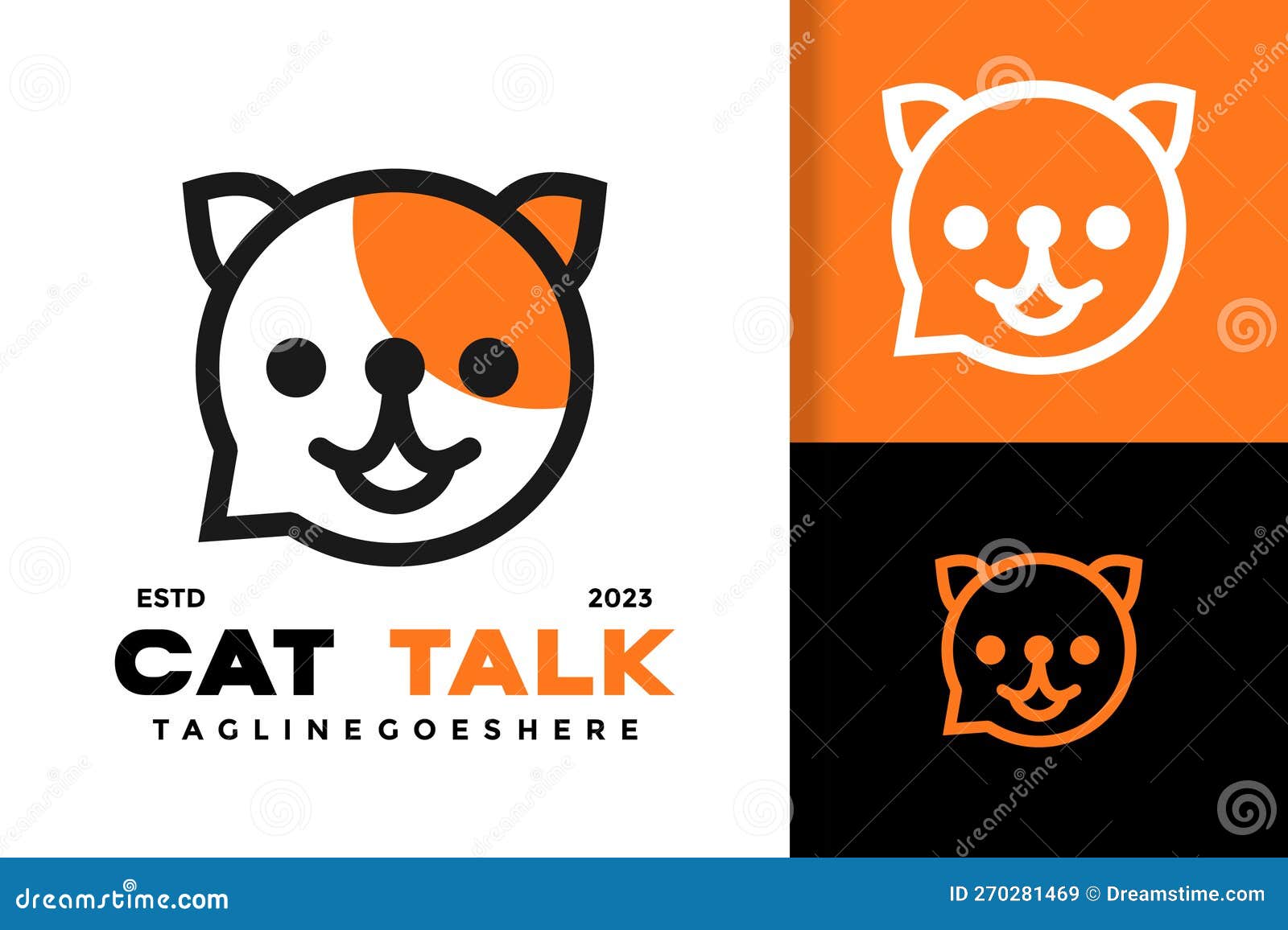 Cat Talk Cute Animals Chat Bubble Text Logo Stock Vector - Illustration of bubble, identity ...