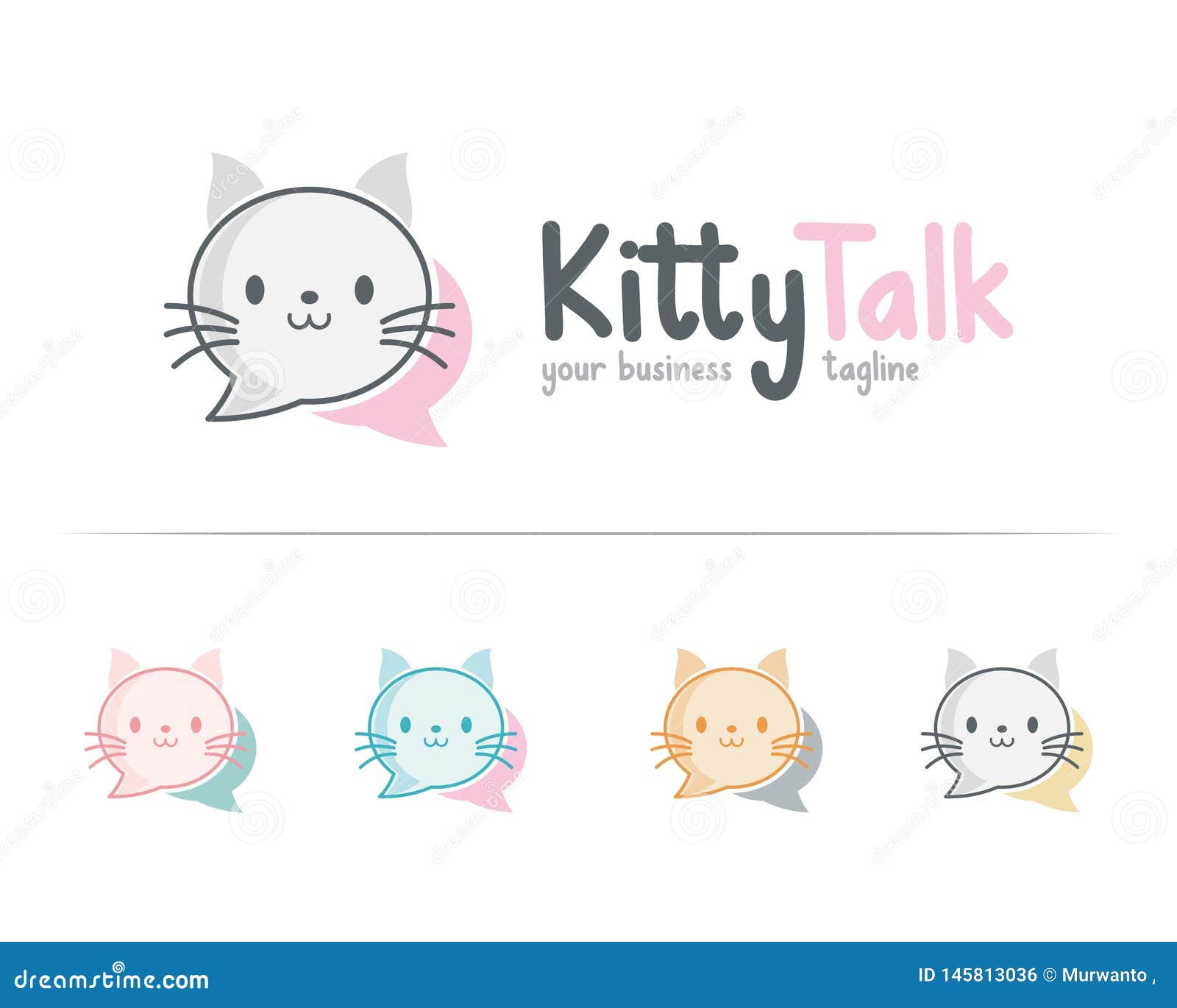 Cat Talk Logo Concept stock vector. Illustration of chat - 145813036