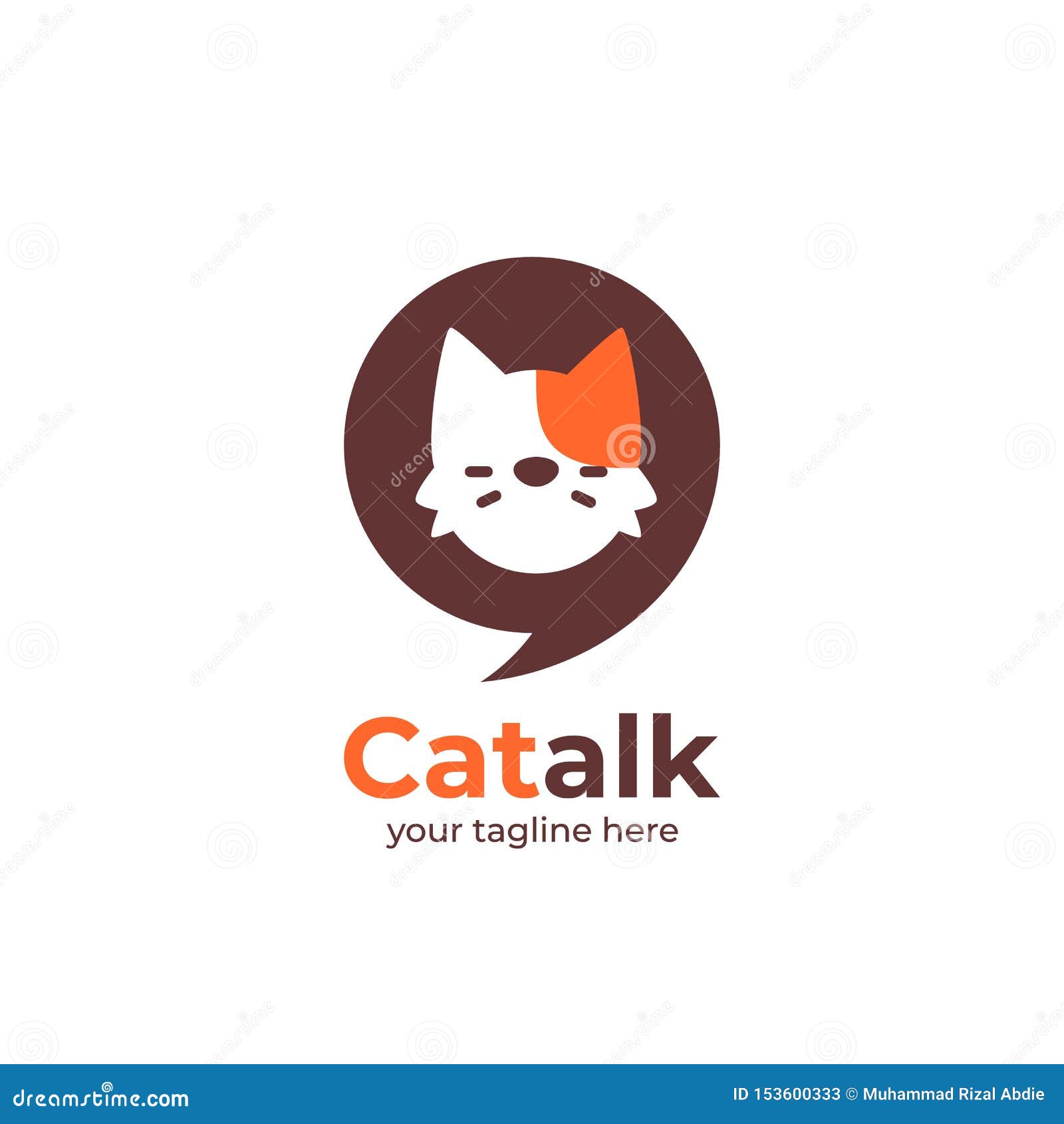 Cat Talk Logo, Cat Face Inside Round Bubble Chat Speak Logo ...