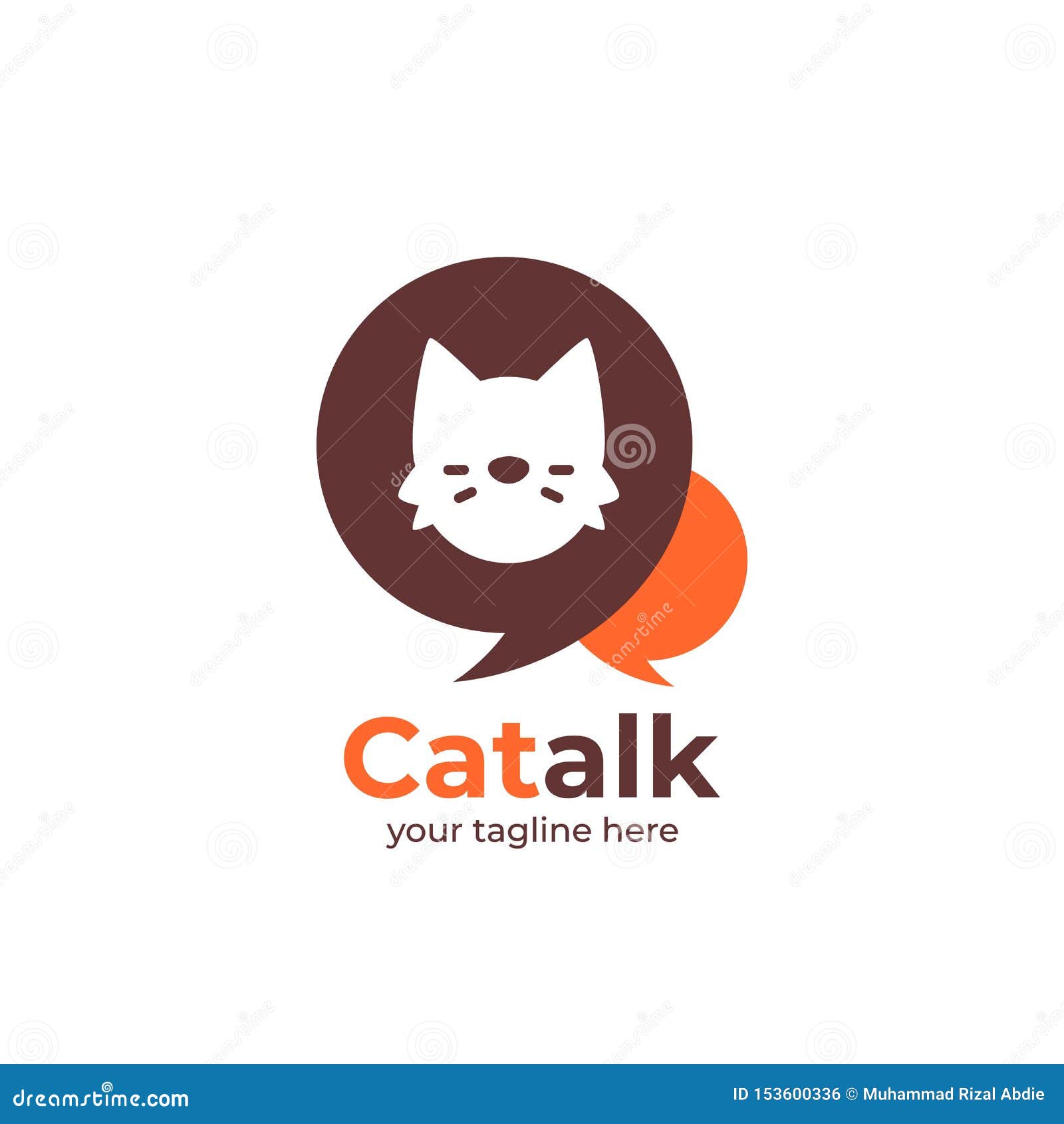 Cat Talk Logo, Cat Face Silhouette Inside Round Bubble Speak Icon ...